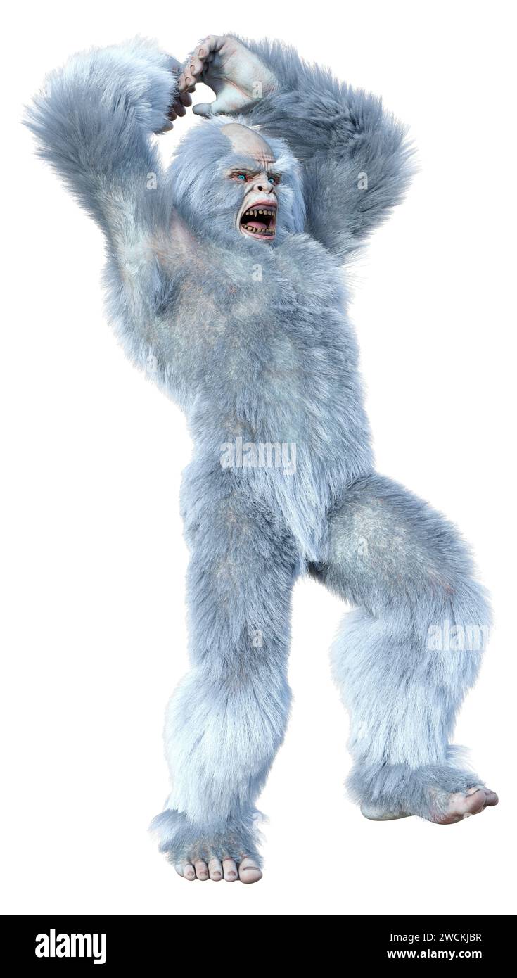 3D rendering of a fantasy creature yeti isolated on white background ...