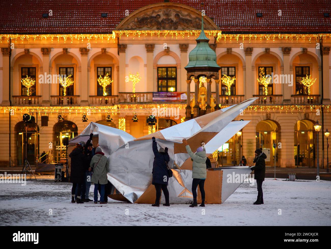 16 January 2024, Saxony-Anhalt, Magdeburg: Citizens of the city of ...