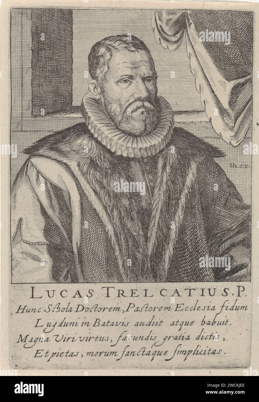 Portret van Lucas Trelcatius 1, Simon Frisius, c. 1610 print Bust to ...