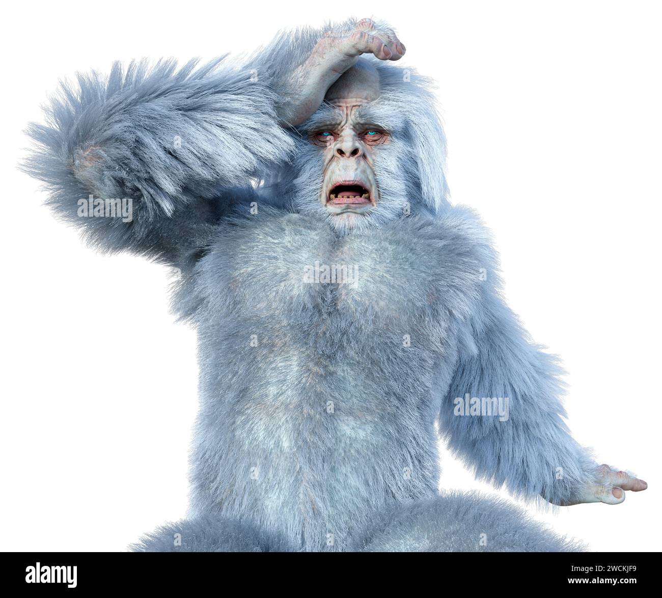 3D rendering of a fantasy creature yeti isolated on white background ...