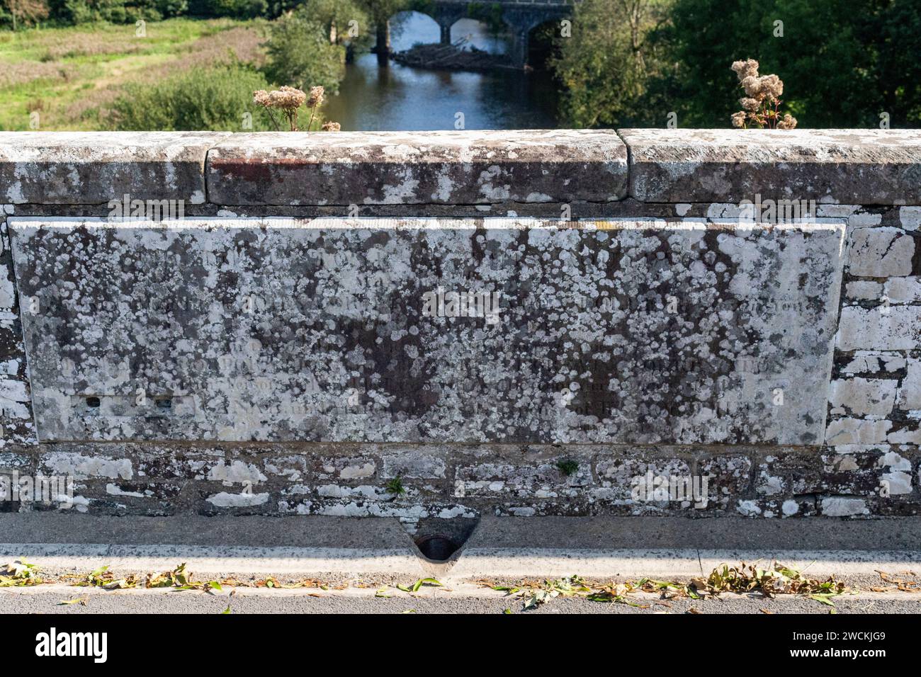View of Beam Aqueduct Wall Over the River Torridge With Lichen Covered ...