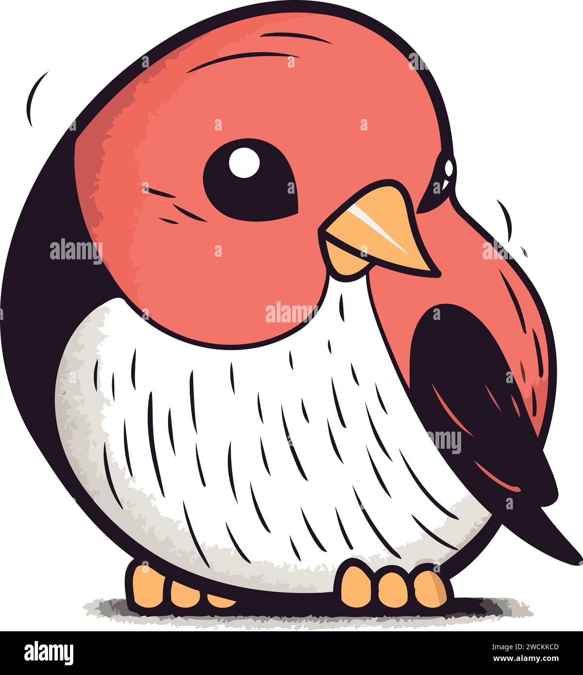 Illustration of a cute little red bird on a white background Stock ...