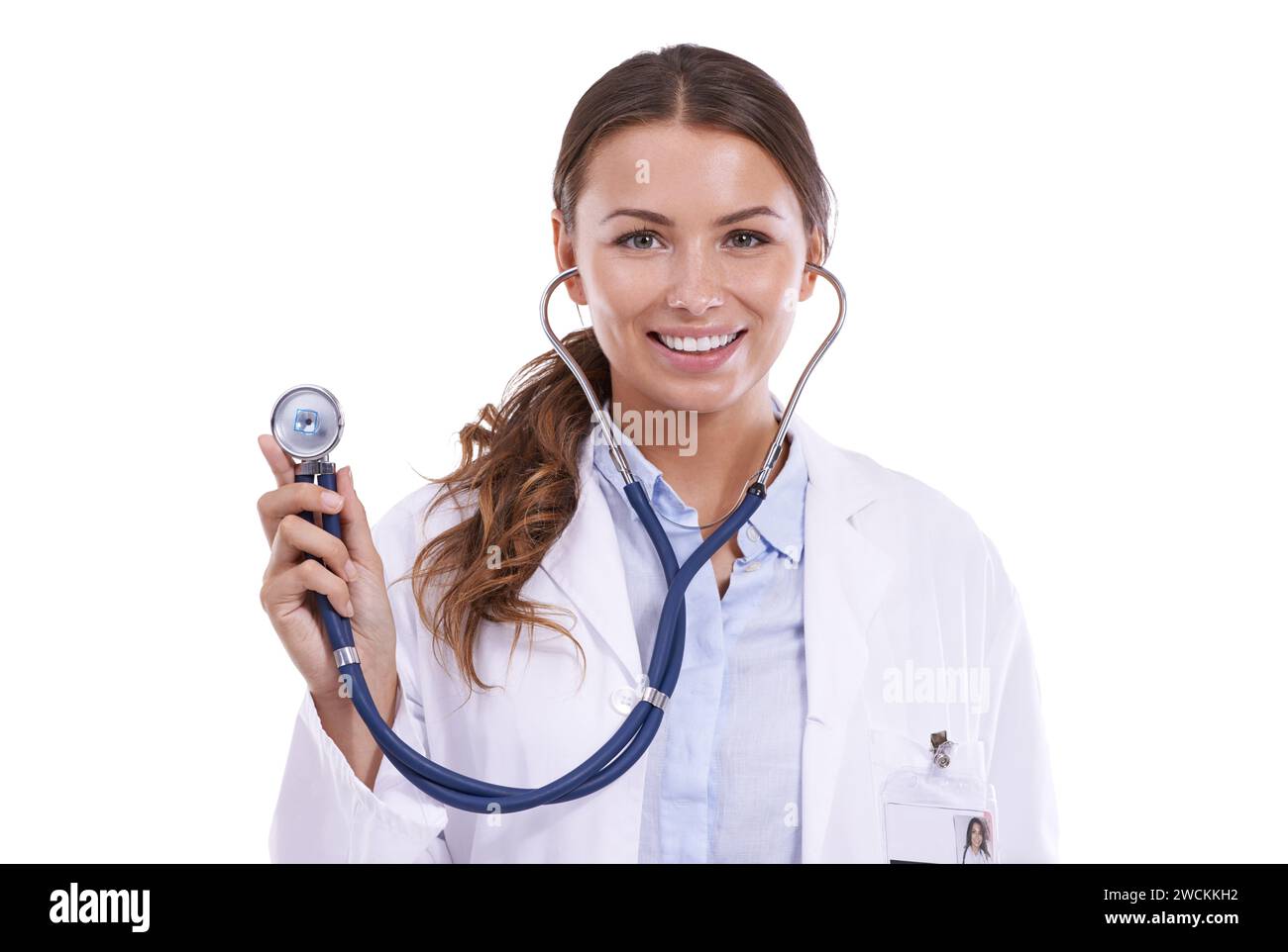 Doctor, portrait and woman with stethoscope for heartbeat, healthcare ...