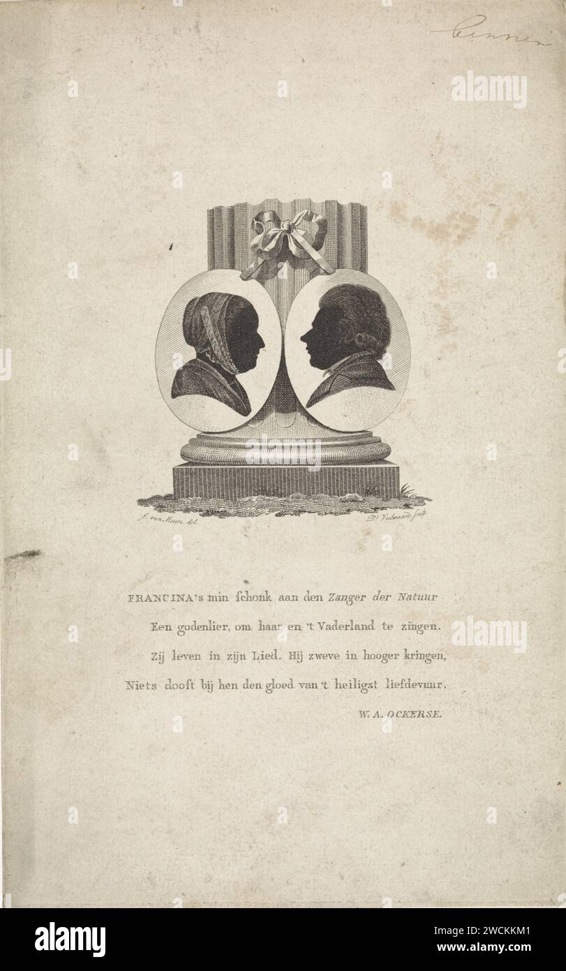 Silhouette portraits of the poet Jacobus Bellamy and his wife, Daniël ...