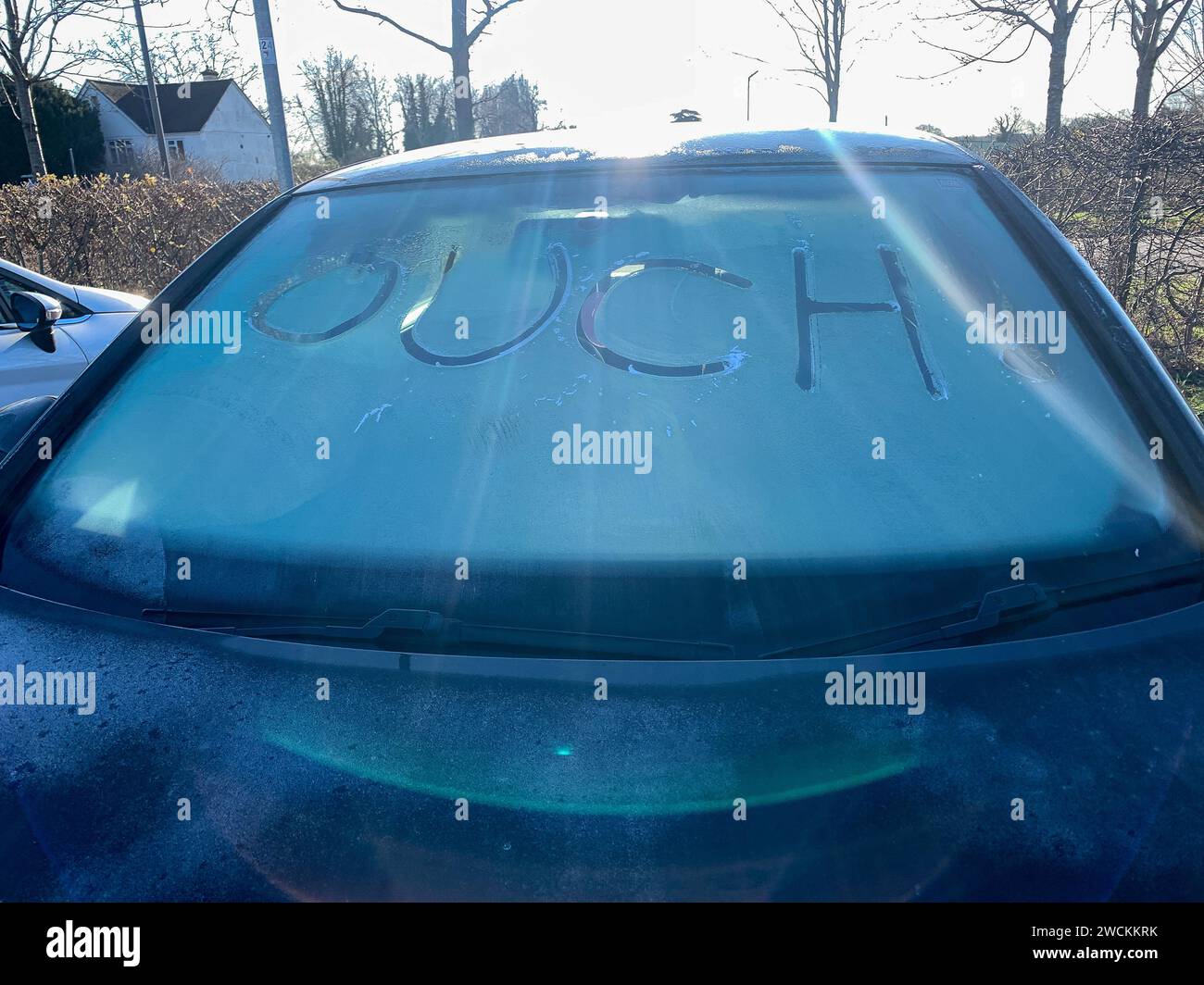 Taplow, UK. 16th January, 2024. A smashed up car after an accident with ...