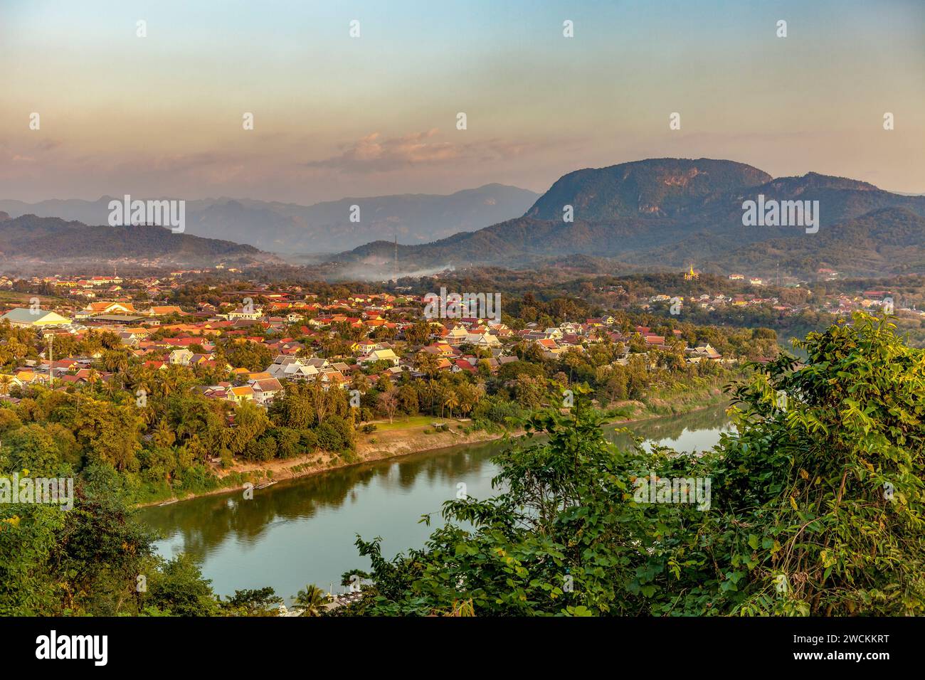 View of the Mekong river from Phousi Hill, Luang Prabang,Laos Stock ...
