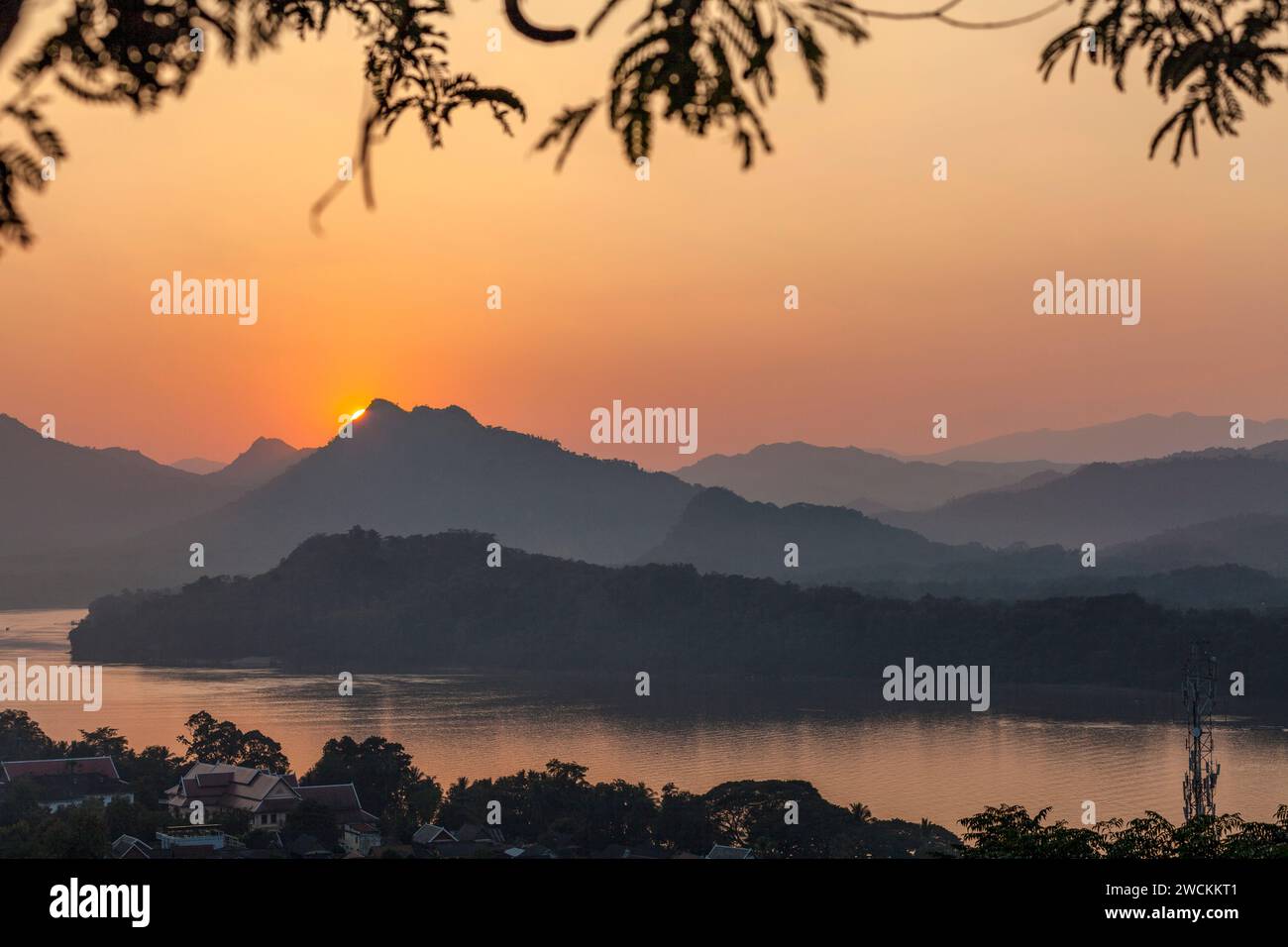 View of the Mekong river from Phousi Hill, Luang Prabang,Laos Stock ...