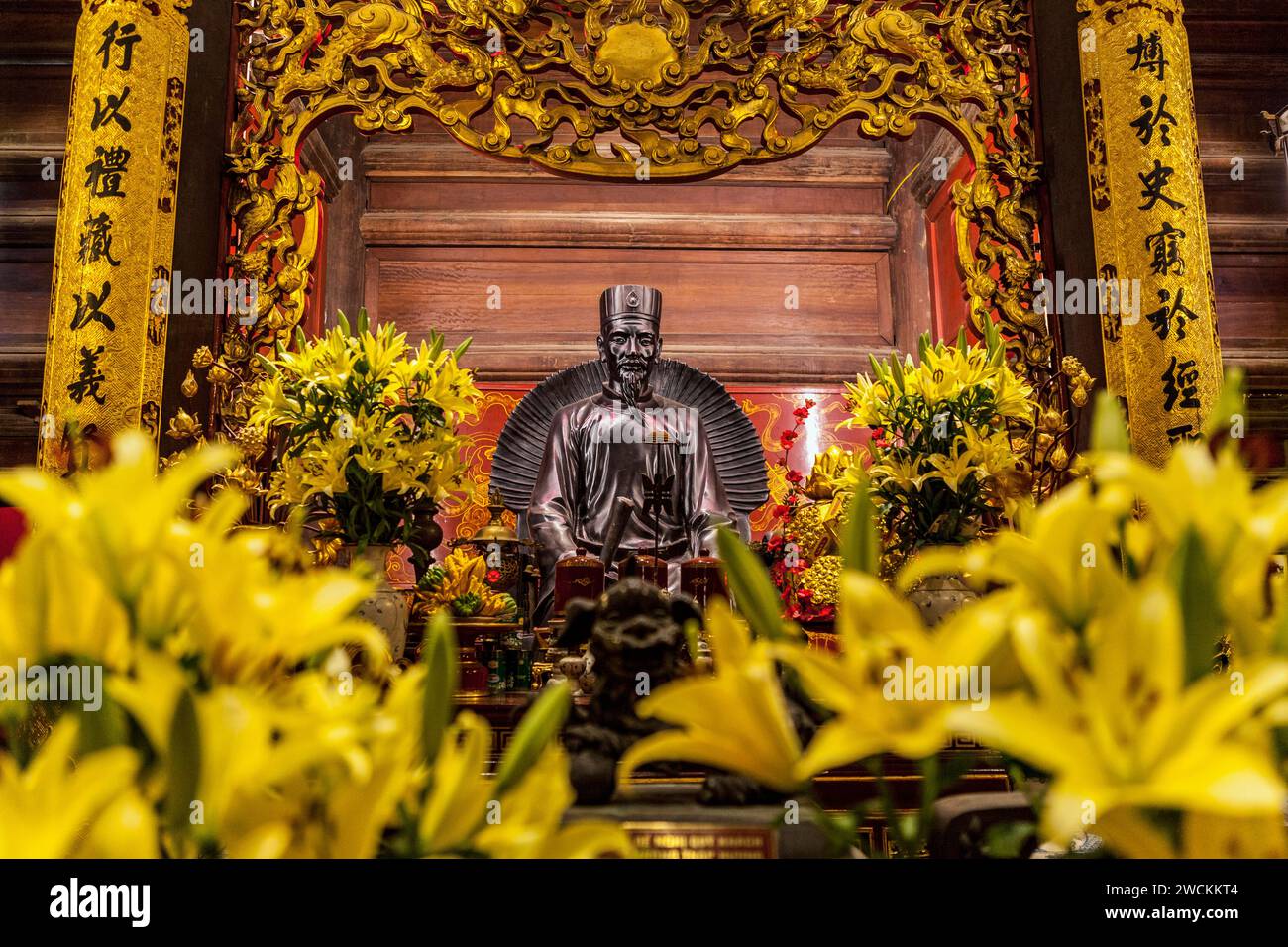 Statue of Chu Văn An, rector of the Imperial Academy in the Temple of ...