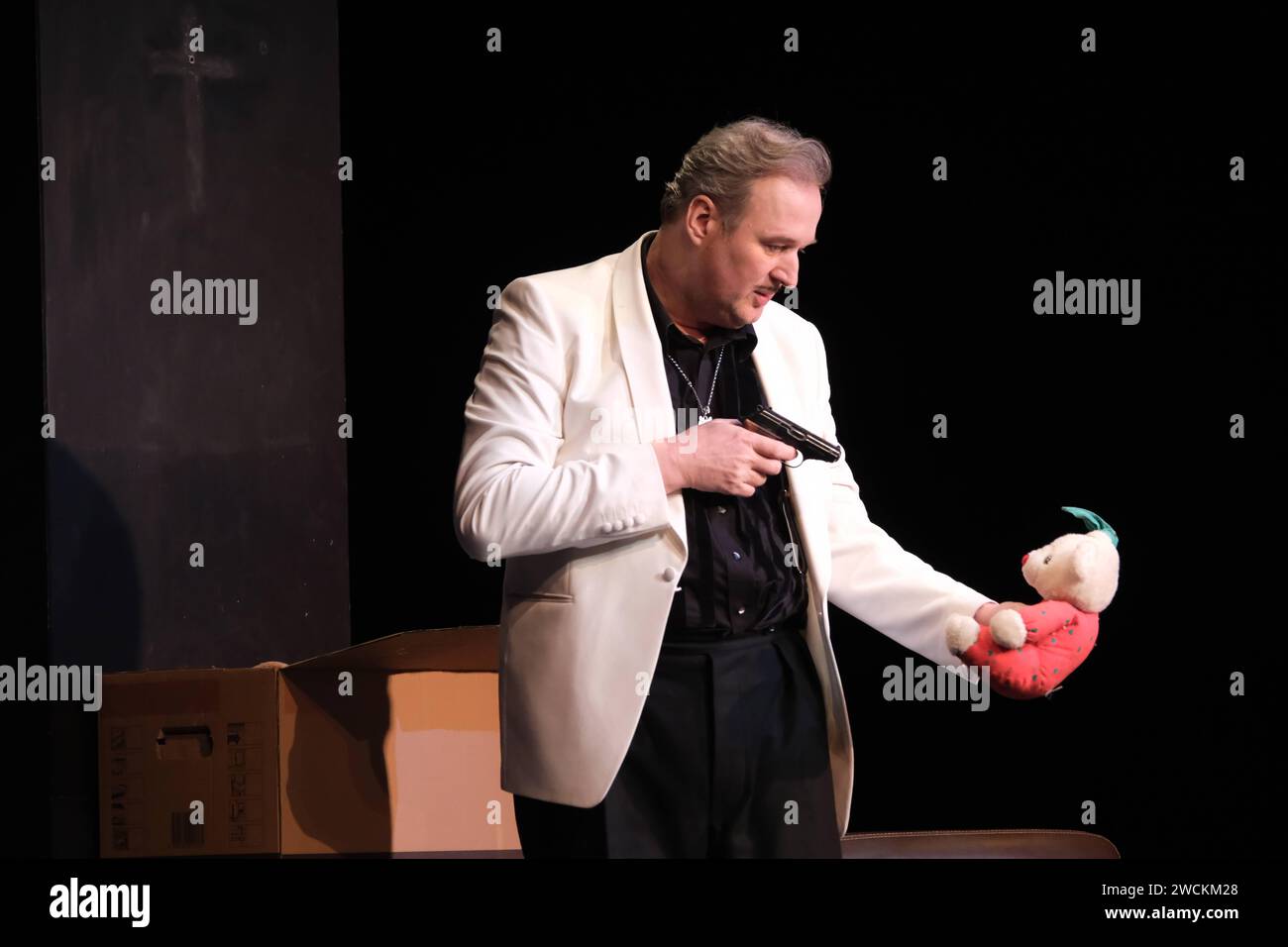 Stephan Grossmann in der schwarzen Komödie 1h22 vor dem Ende, Fotoprobe ...