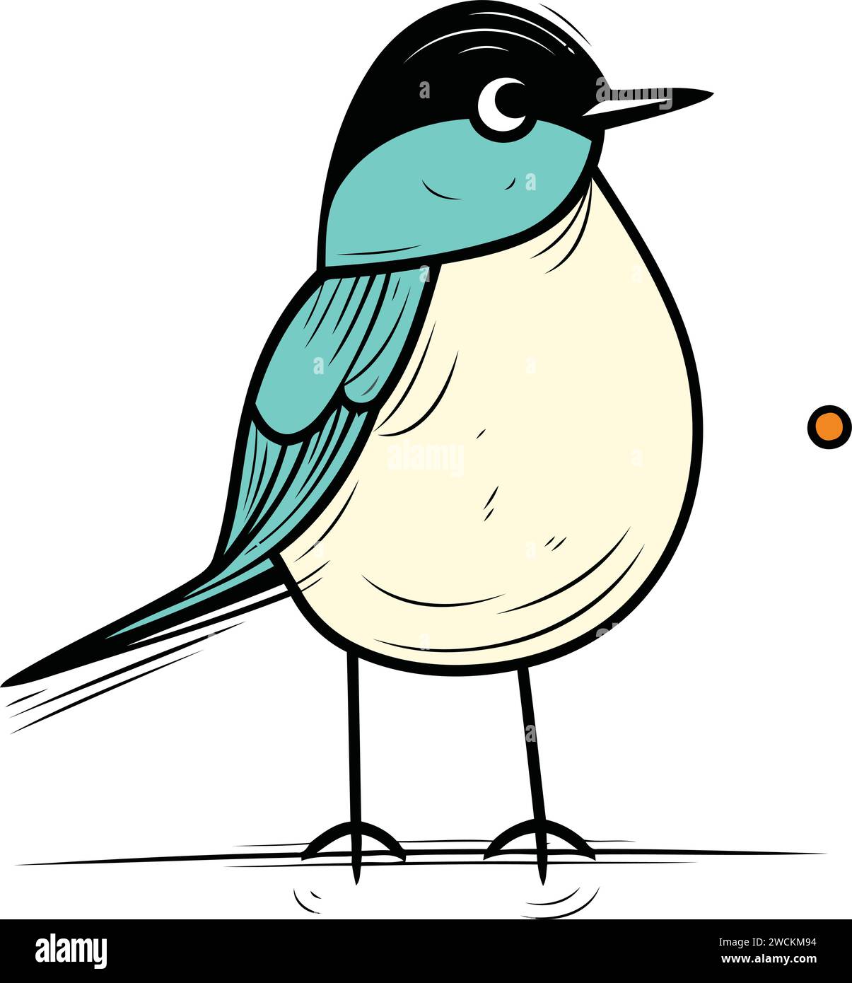 Hand drawn vector illustration of a cartoon titmouse. Isolated on white ...
