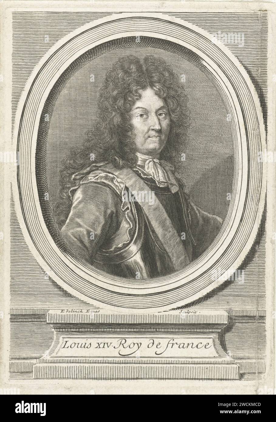 Portrait of Lodewijk XIV, Gerard Edelinck, 1666 - 1707 print BostePortret of the French King ...