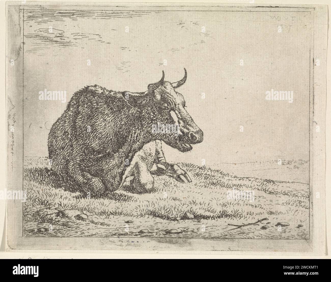 Lying cow, Wouter Johannes van Troostwijk, 1792 - 1810 print Amsterdam ...