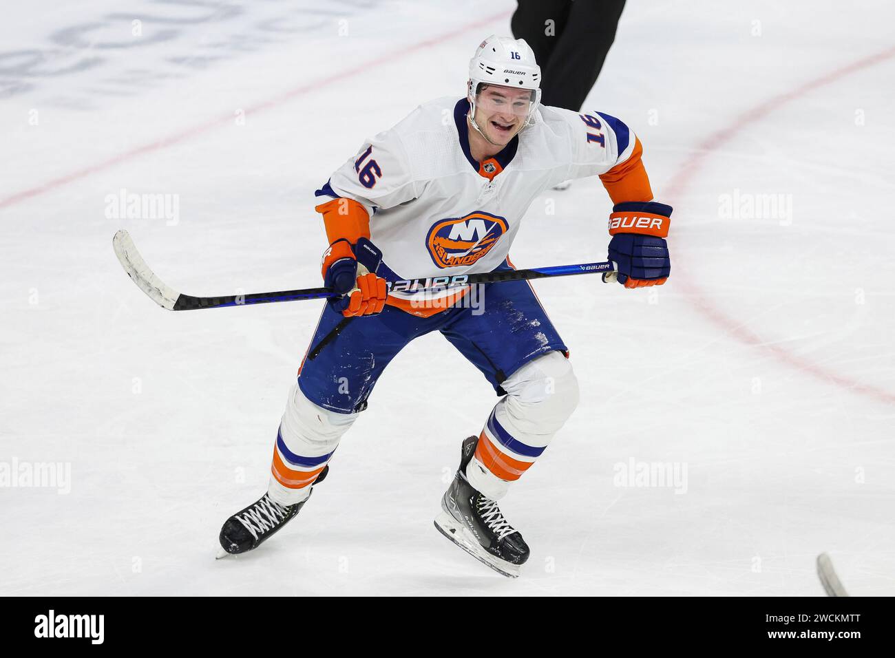 New York Islanders right wing Julien Gauthier in action during the ...