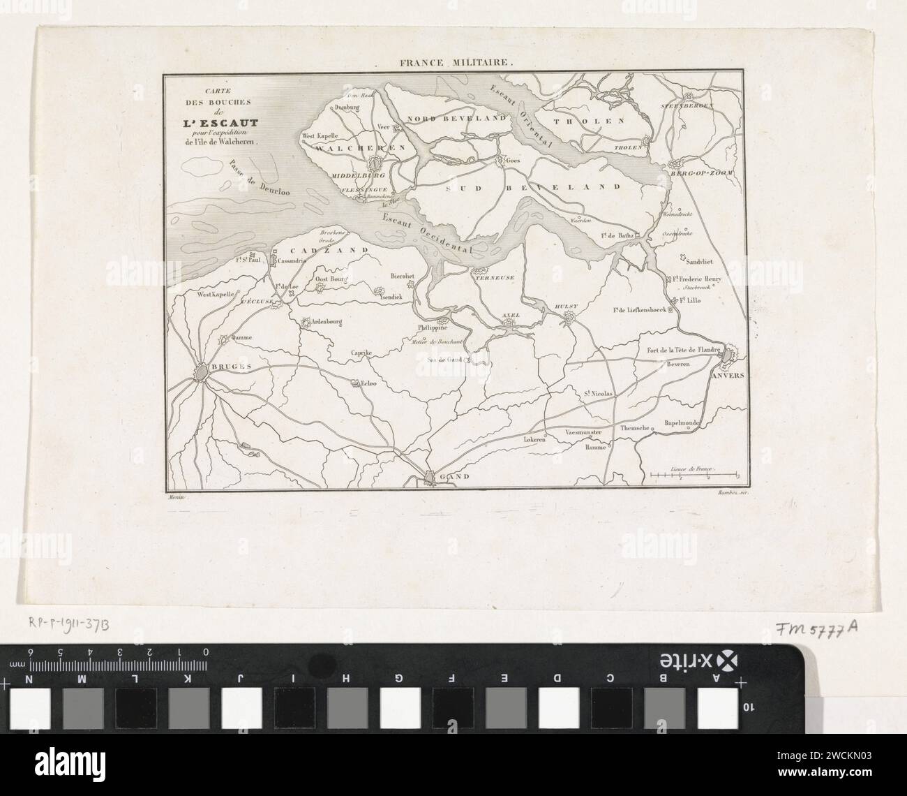 Map of the mouth of the Scheldt, 1809, Ramboz, 1830 - 1838 print Map of the Oosterschelde ...