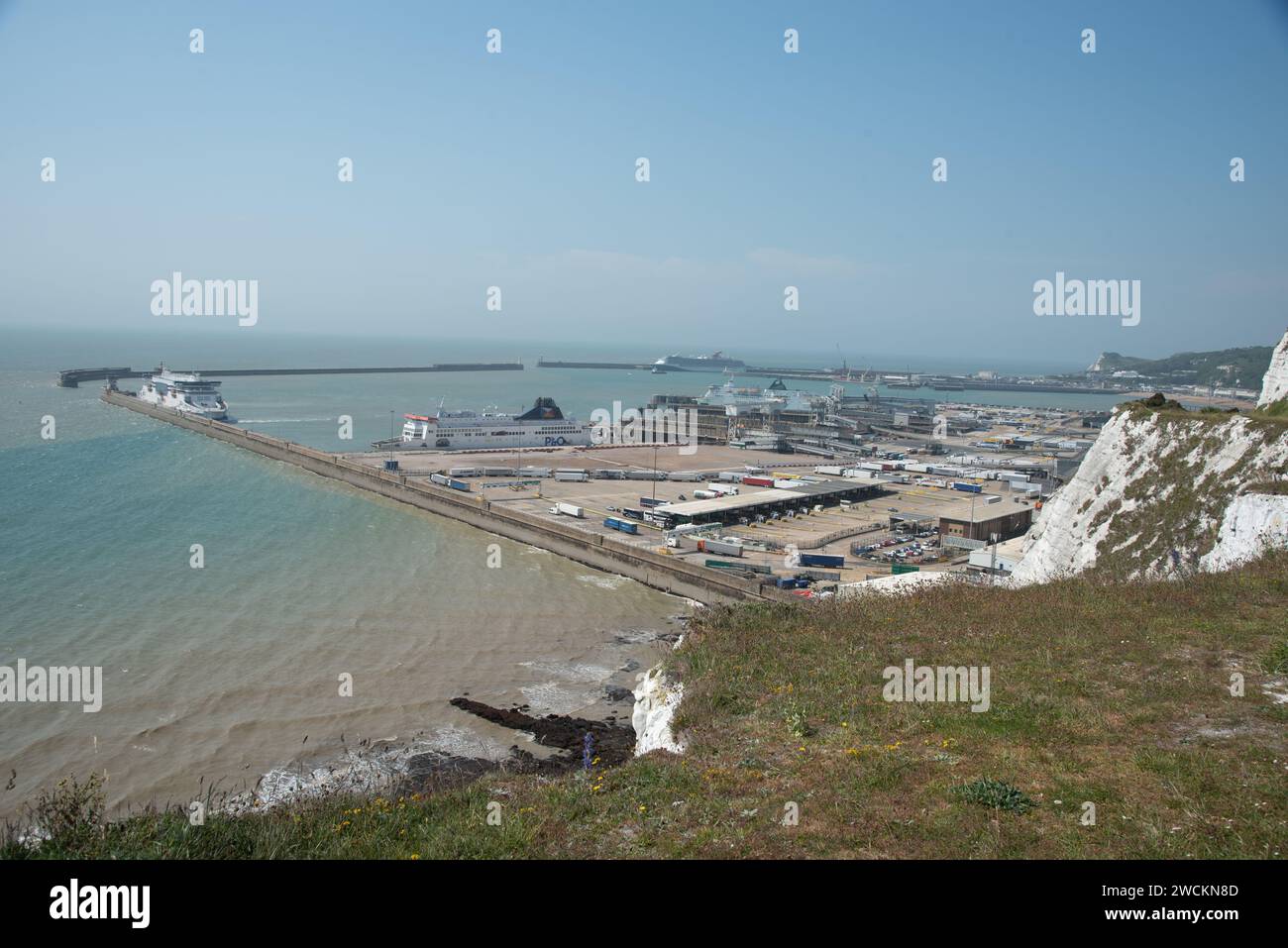 Dover port harbour from white cliffs Stock Photo - Alamy