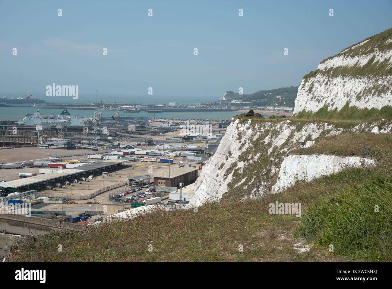 Dover port harbour from white cliffs Stock Photo - Alamy
