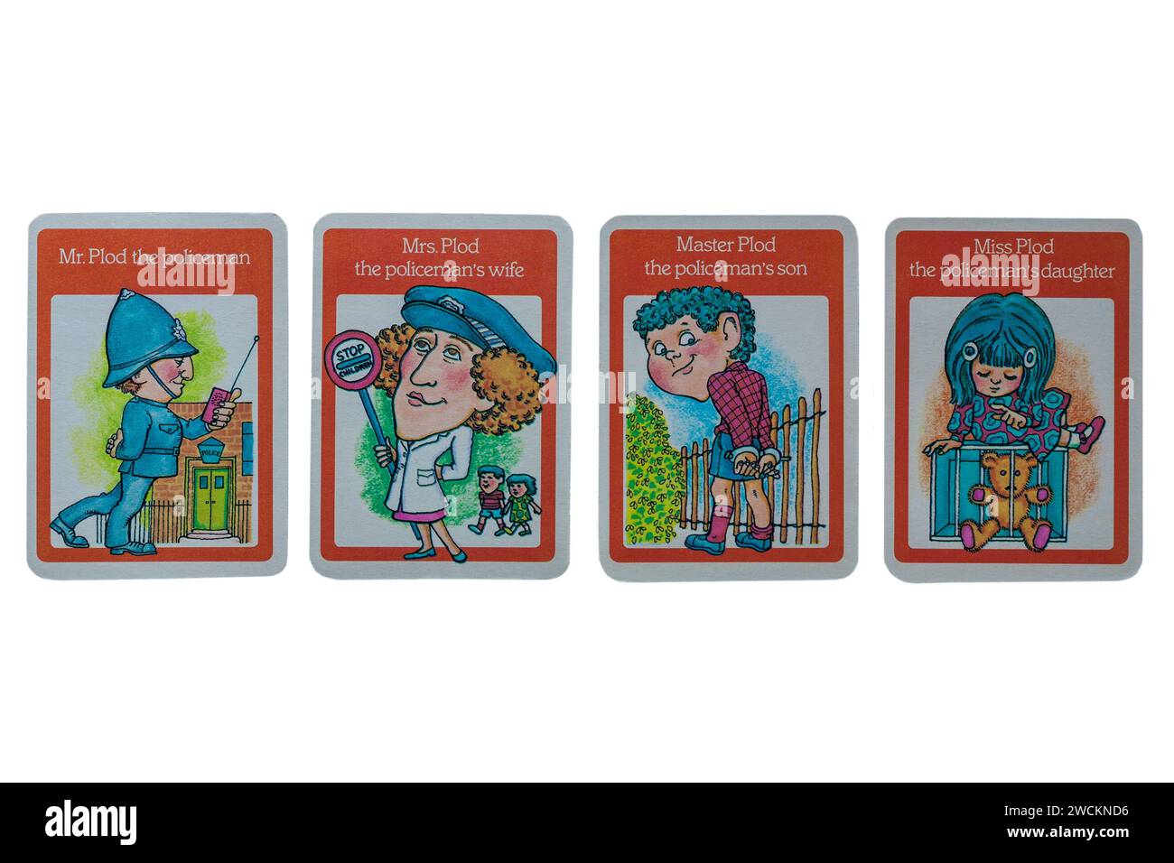 old retro Happy Families playing cards isolated on white background ...