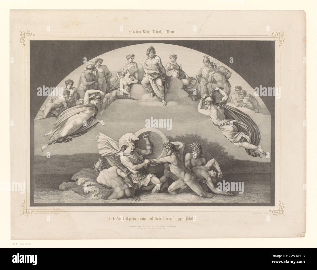 Achilles in a fight with the river gods Scamander and Simois, Carl ...