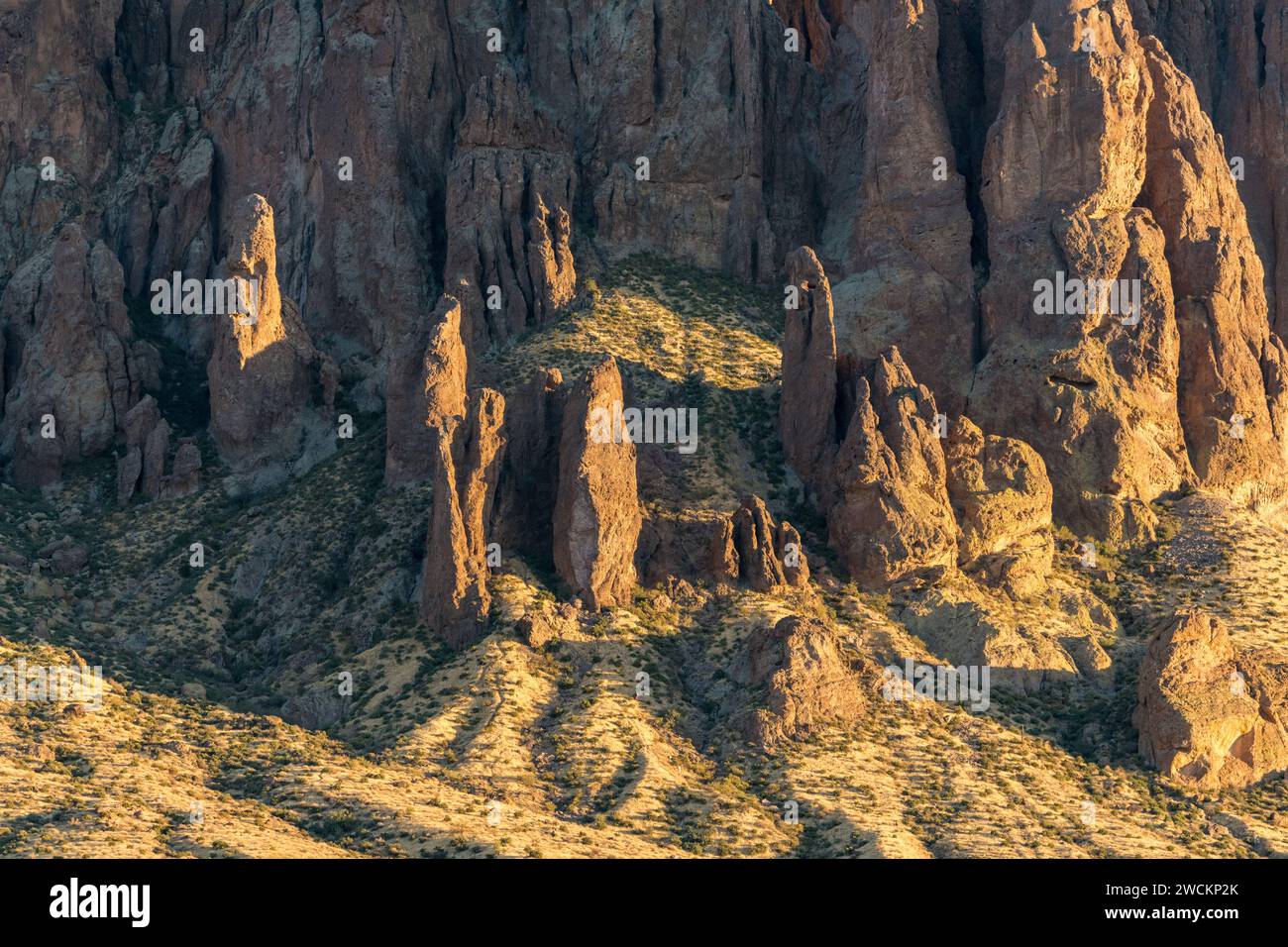 Rugged rock formations on the flands of Superstition Mountain. Lost ...