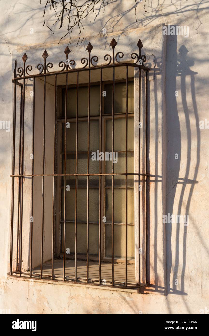 Detail of a window with shadows at the Mission San Xavier del Bac ...