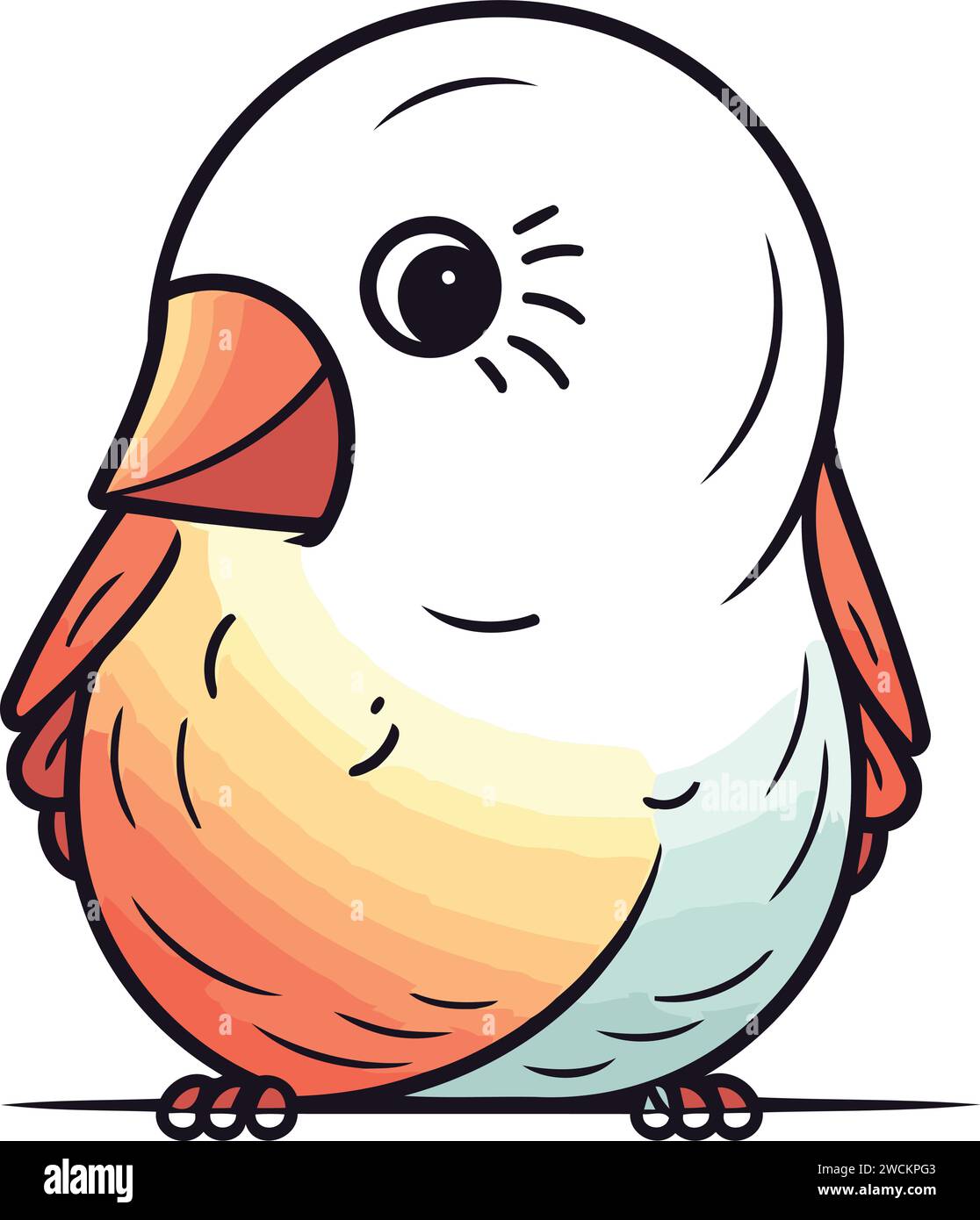 Vector illustration of cute cartoon parrot. Isolated on white ...