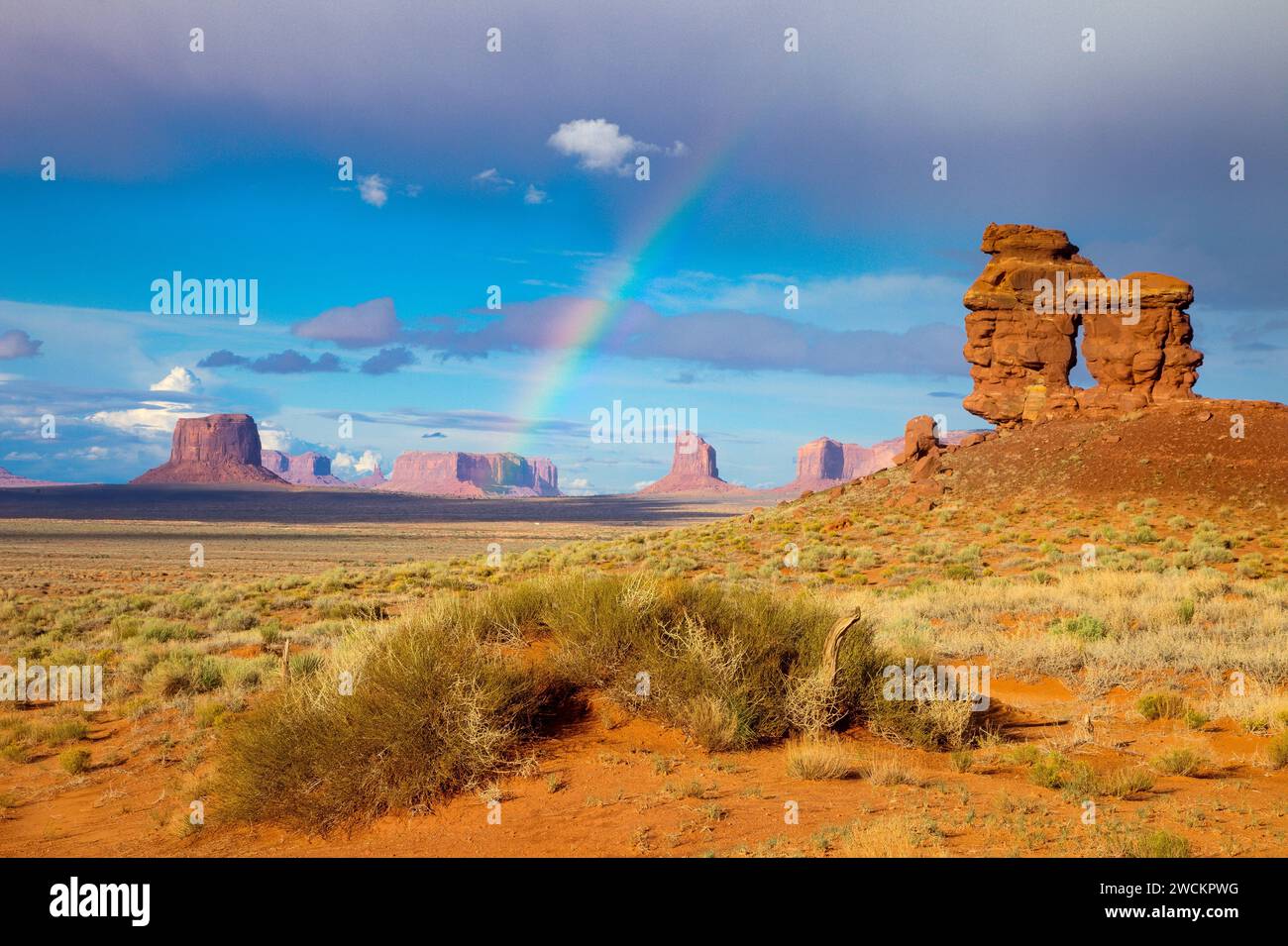 A rainbow in Mystery Valley in the Monument Valley Navajo Tribal Park ...