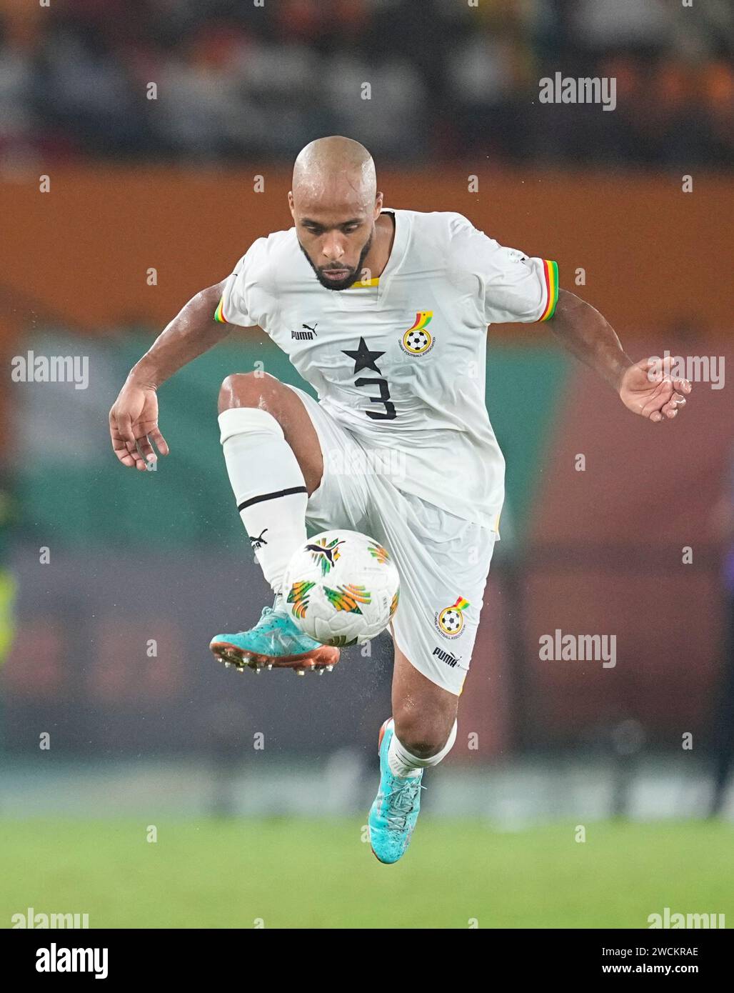 January 14 2024: Denis Frimpong Odoi (Ghana) controls the ball during a ...