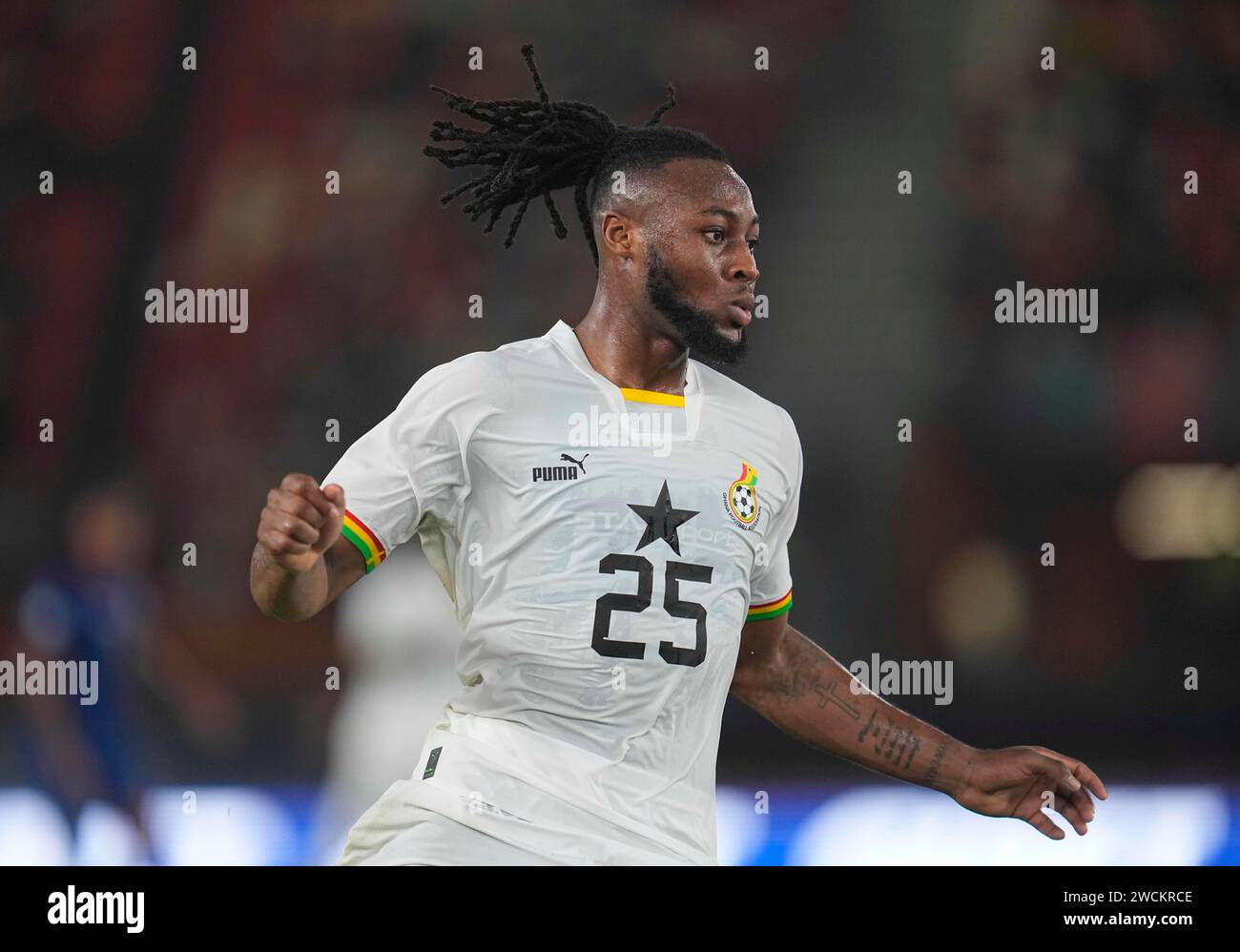 January 14 2024: Antoine Serlom Semenyo (Ghana) looks on during a ...