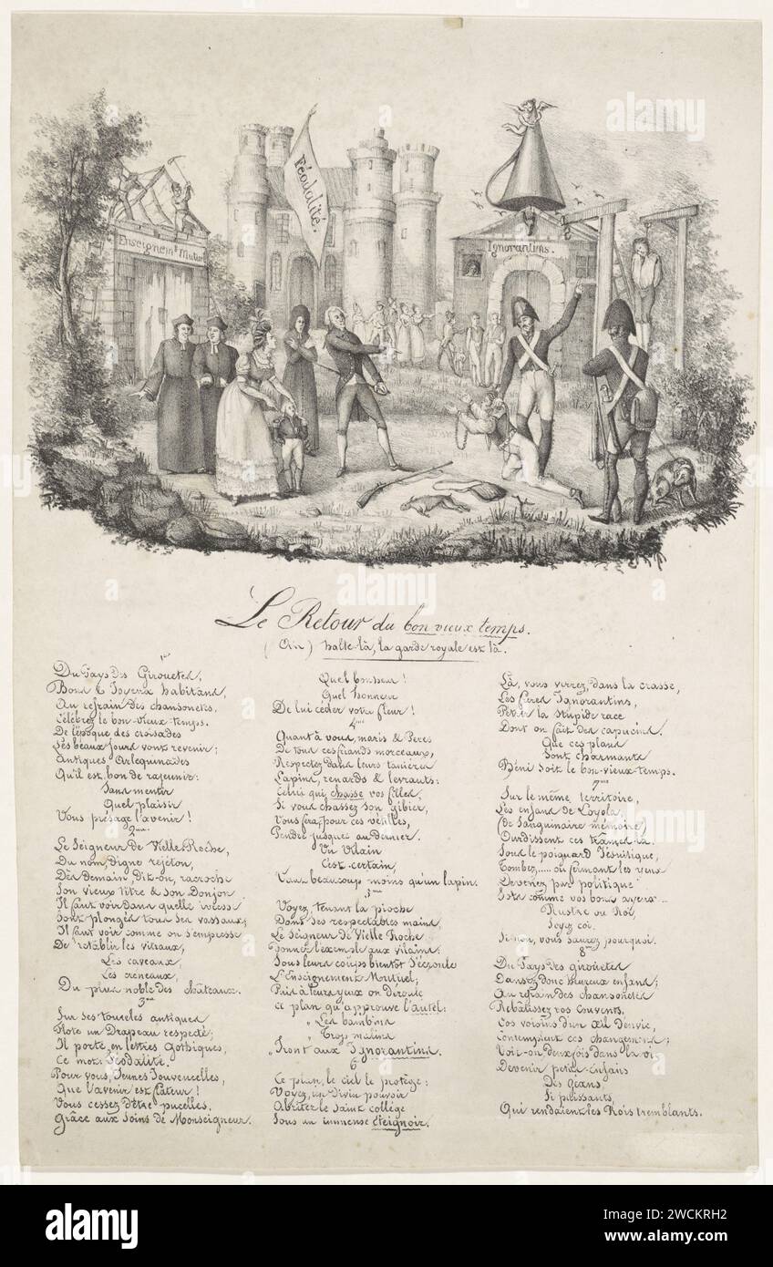 Cartoon on the return to the so -called good old age, 1828, Anonymous ...