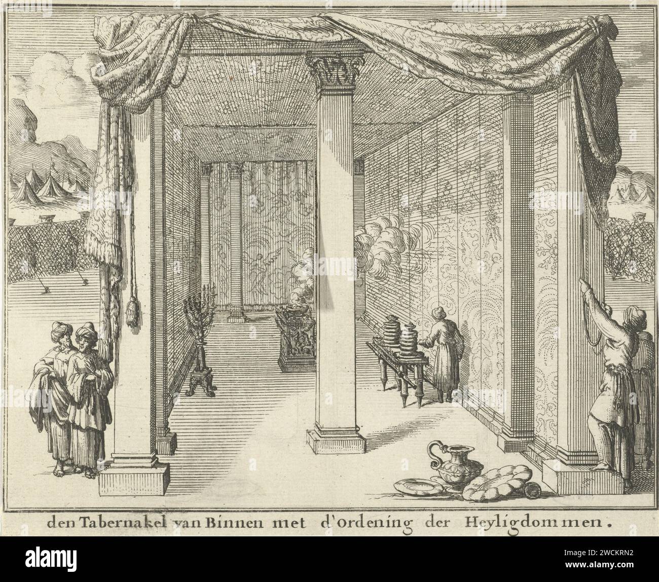 Tabernakel on the inside, Jan Luyken, 1683 print Print with a movable part, representing the ...