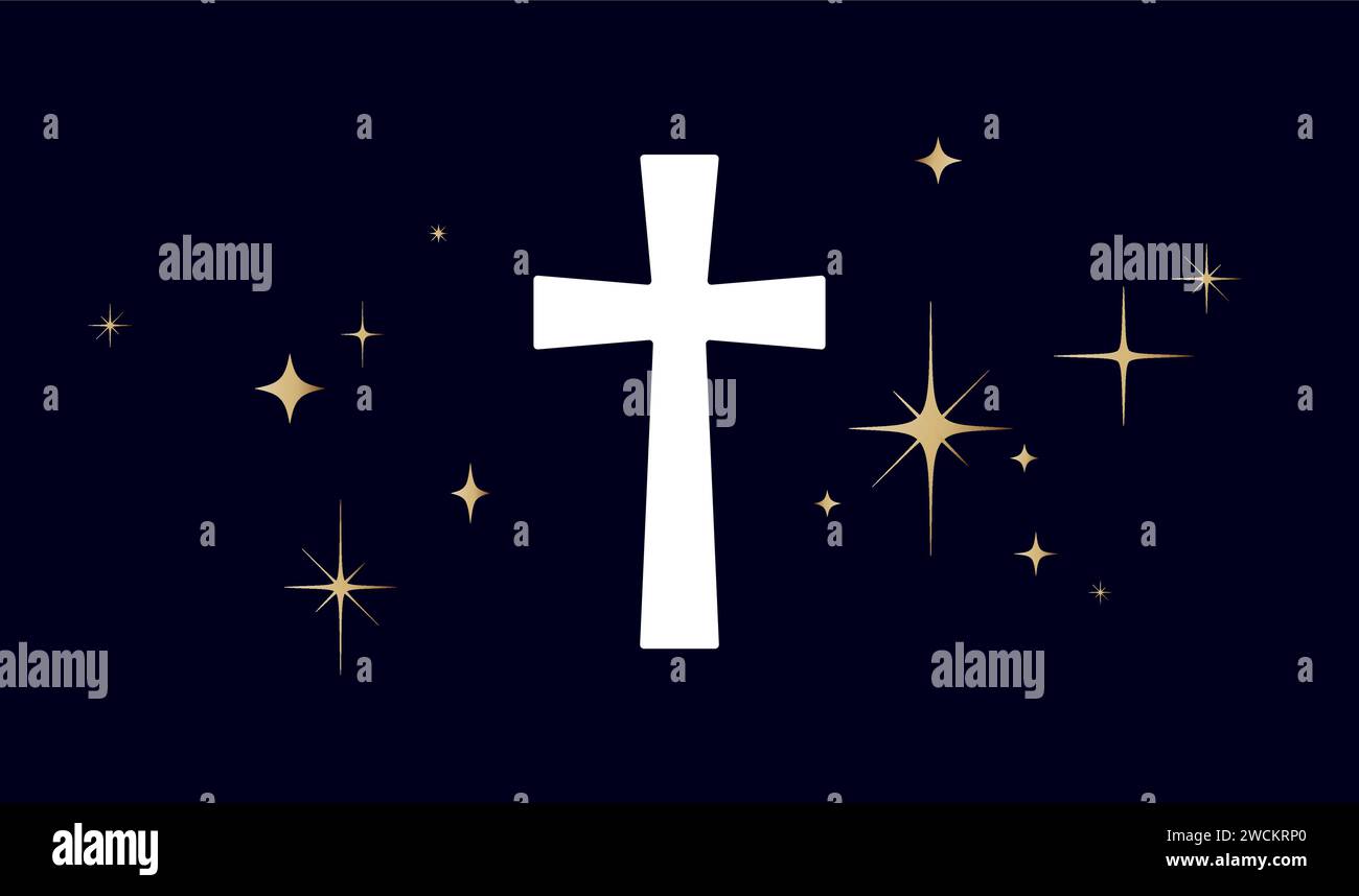 Christian religious cross. Symbol religion cross on dark background ...