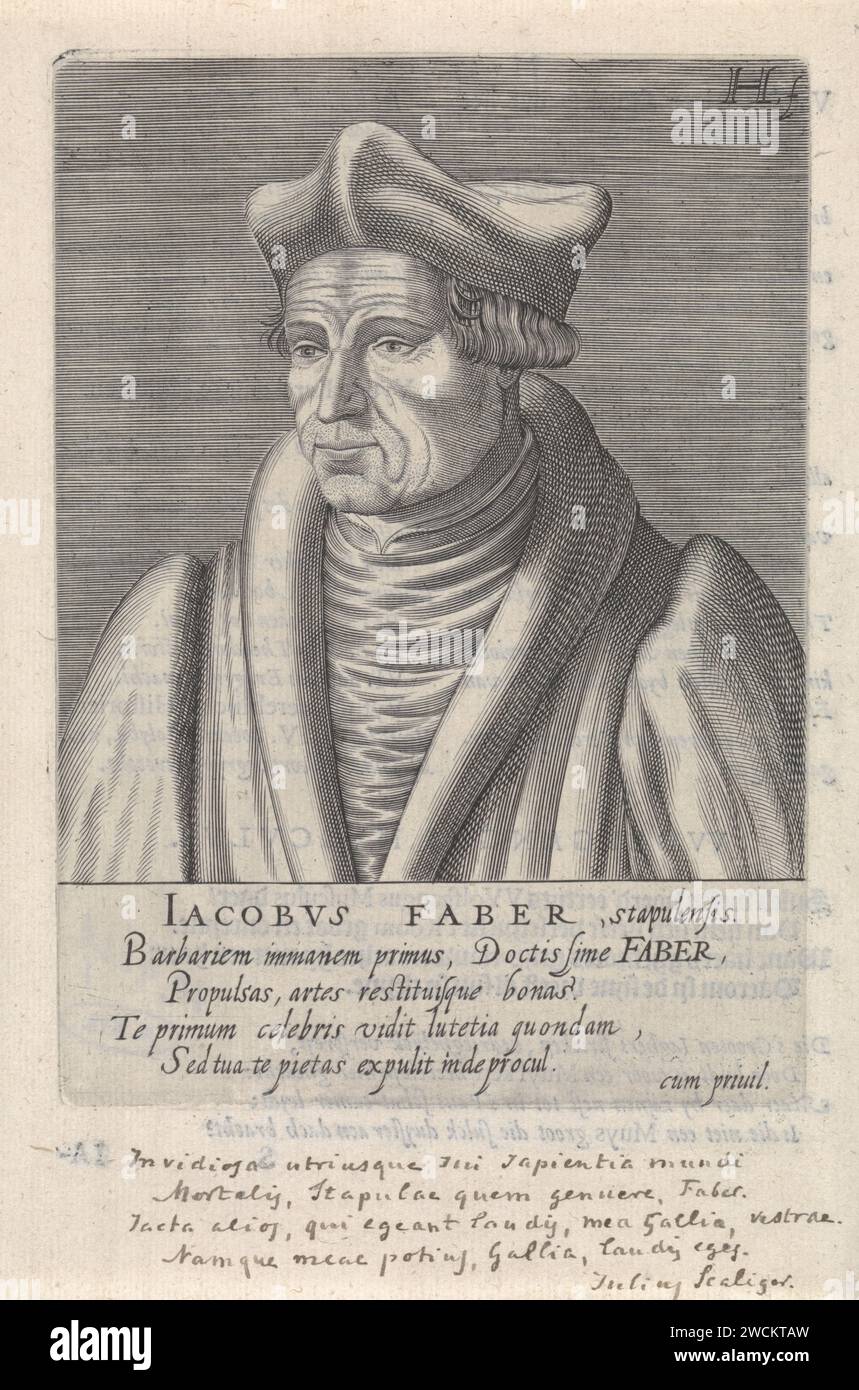 Portrait of Jacques Lefèvre d'étaples, Hendrick Hondius (I), 1599 print ...