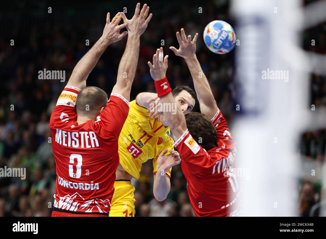 Berlin, Allemagne. 16th Jan, 2024. Filip Taleski of Macedonia during ...