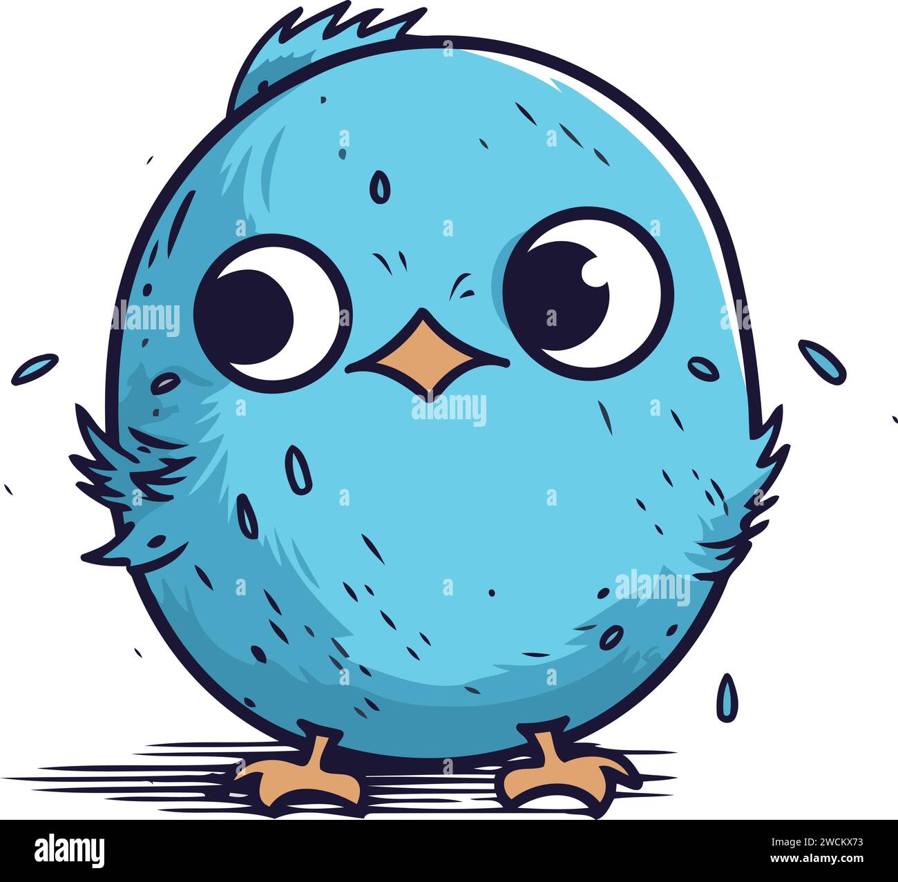 cute little blue bird cartoon vector illustration graphic design on ...
