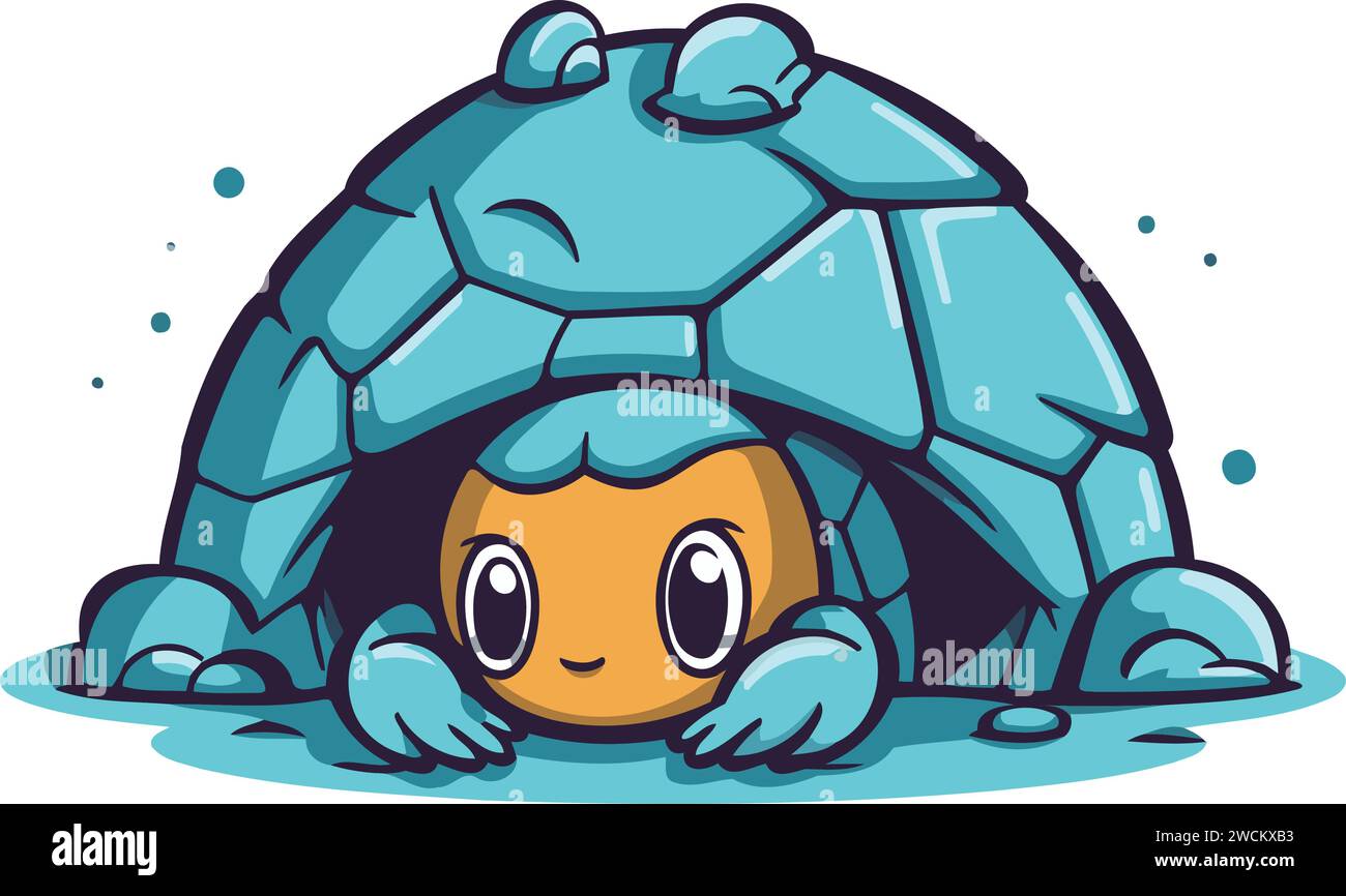 Cute little turtle in an igloo. Cartoon vector illustration Stock Vector Image & Art - Alamy
