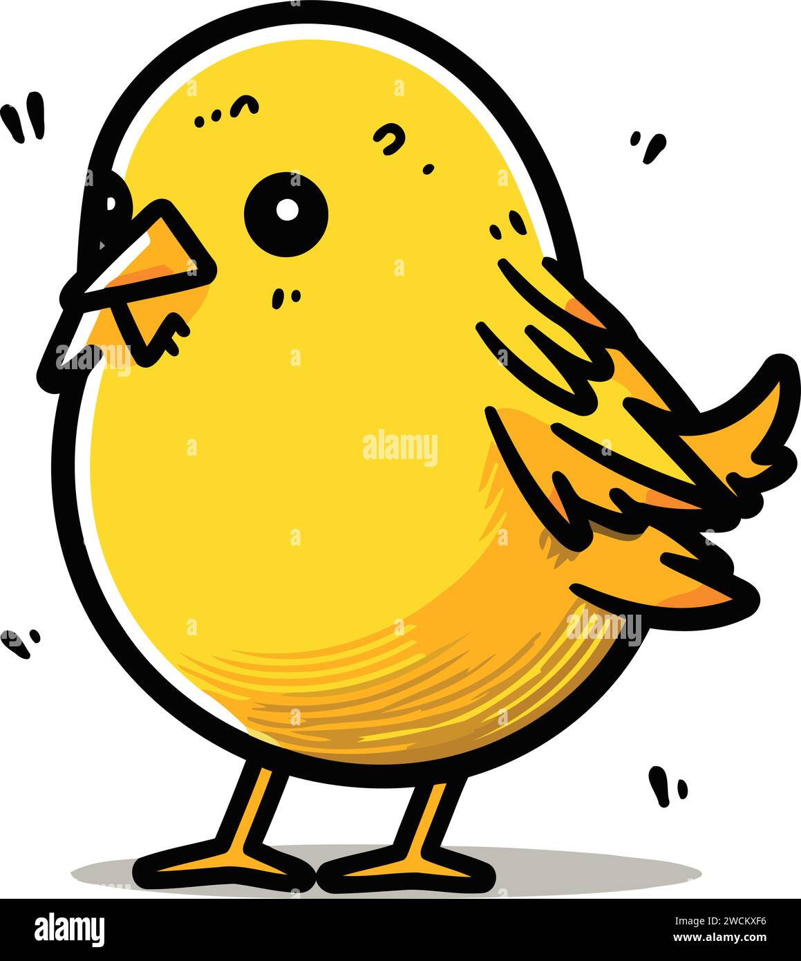 Cute little yellow chick. Vector illustration. Isolated on white ...