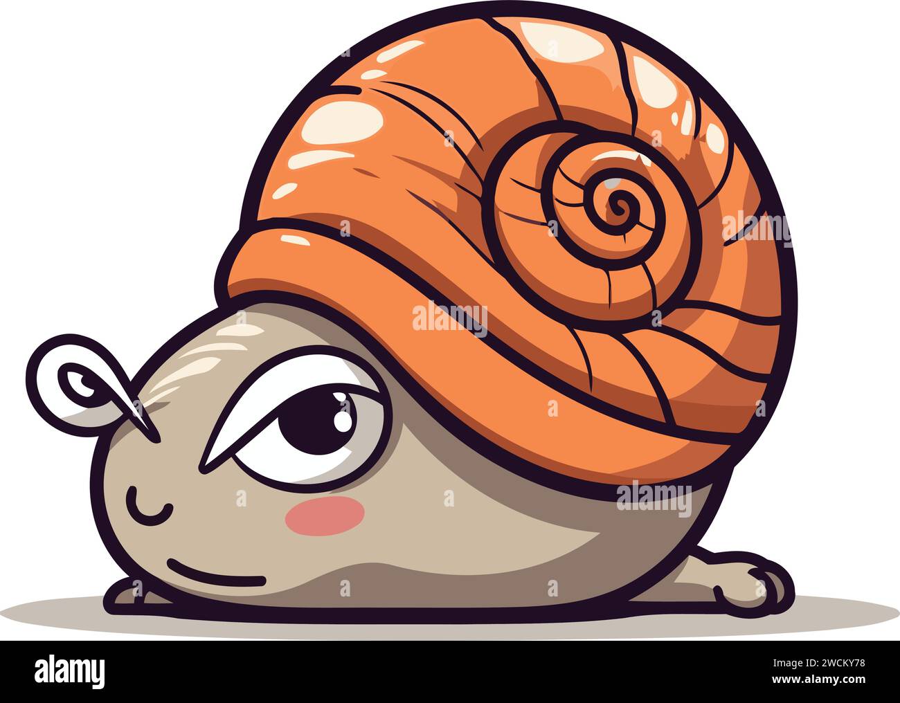 Cute little snail in a hat. Vector illustration isolated on white ...