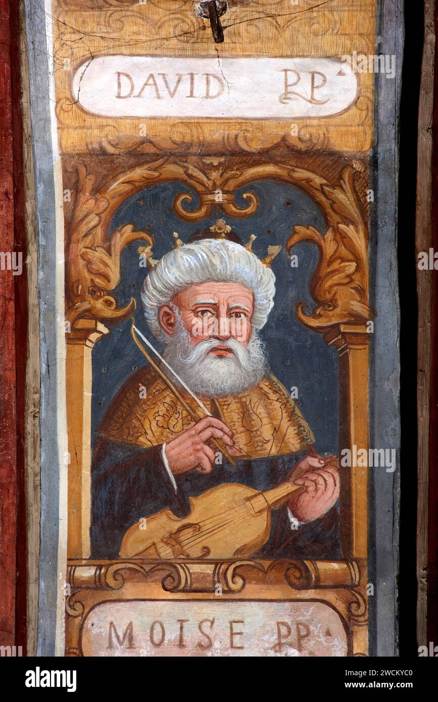 Profeta David - affresco - Cristoforo Baschenis il vecchio - 1550 - Lallio (Bg) chiesa di San ...