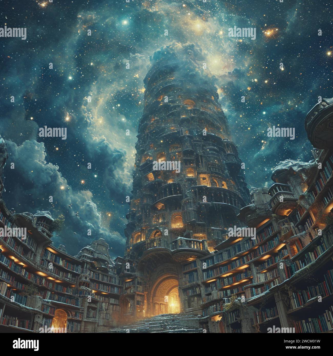 A spacious library filled with books beautifully arranged on grand ...