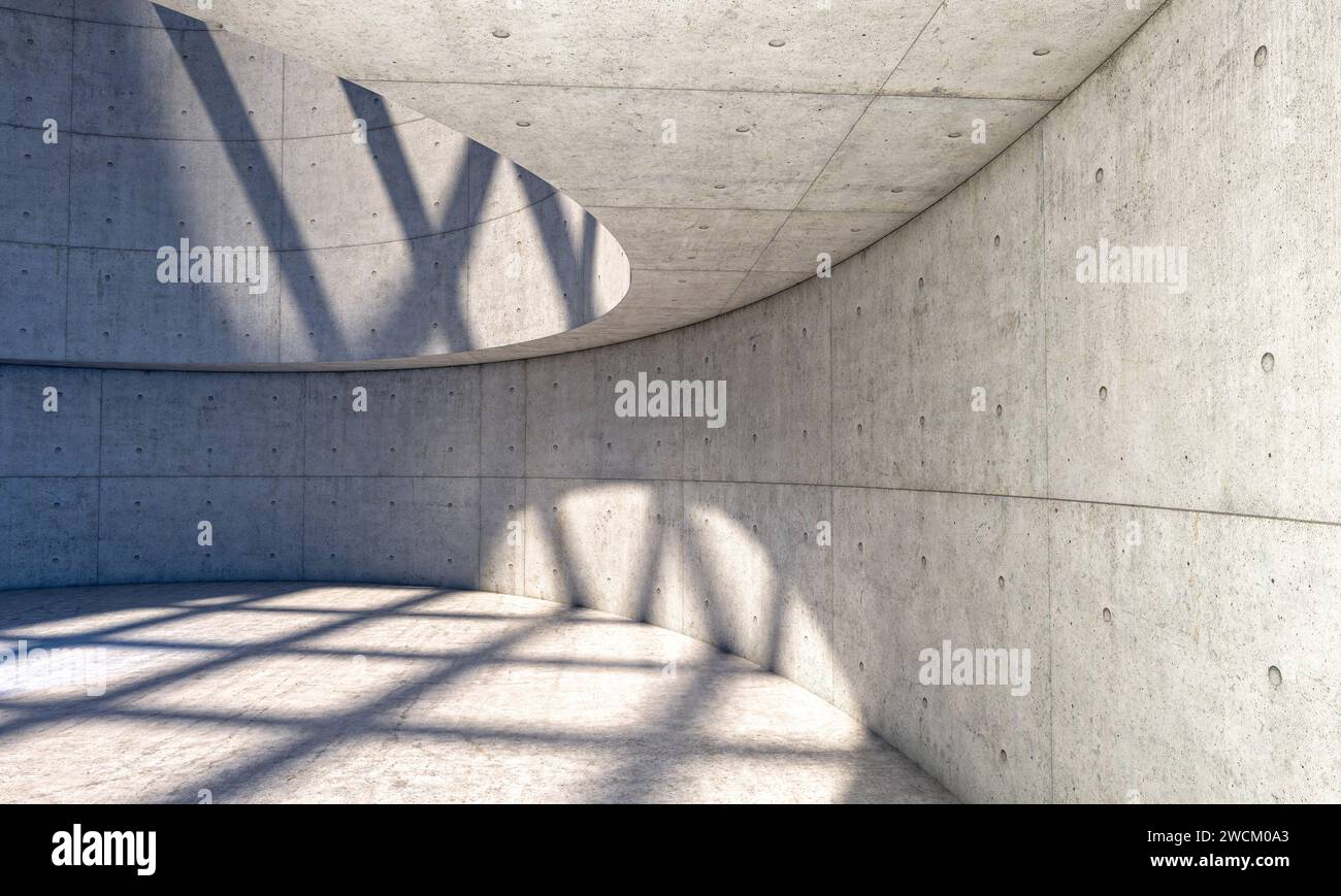 abstract modern curved concrete interior. 3d render Stock Photo - Alamy