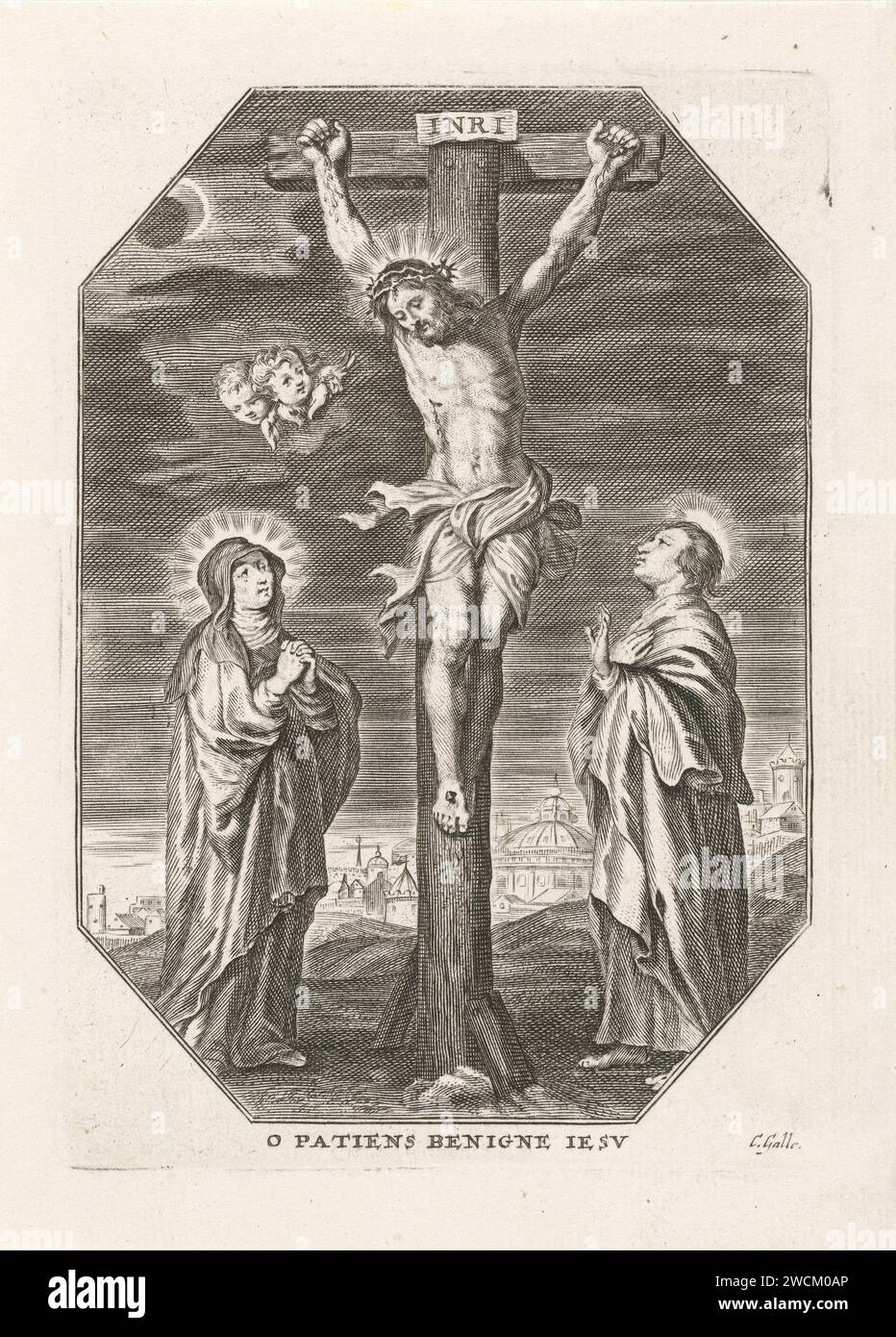 Christ on the cross with Maria and Johannes, Cornelis Galle (I), 1586 - 1650 print Christ on the ...