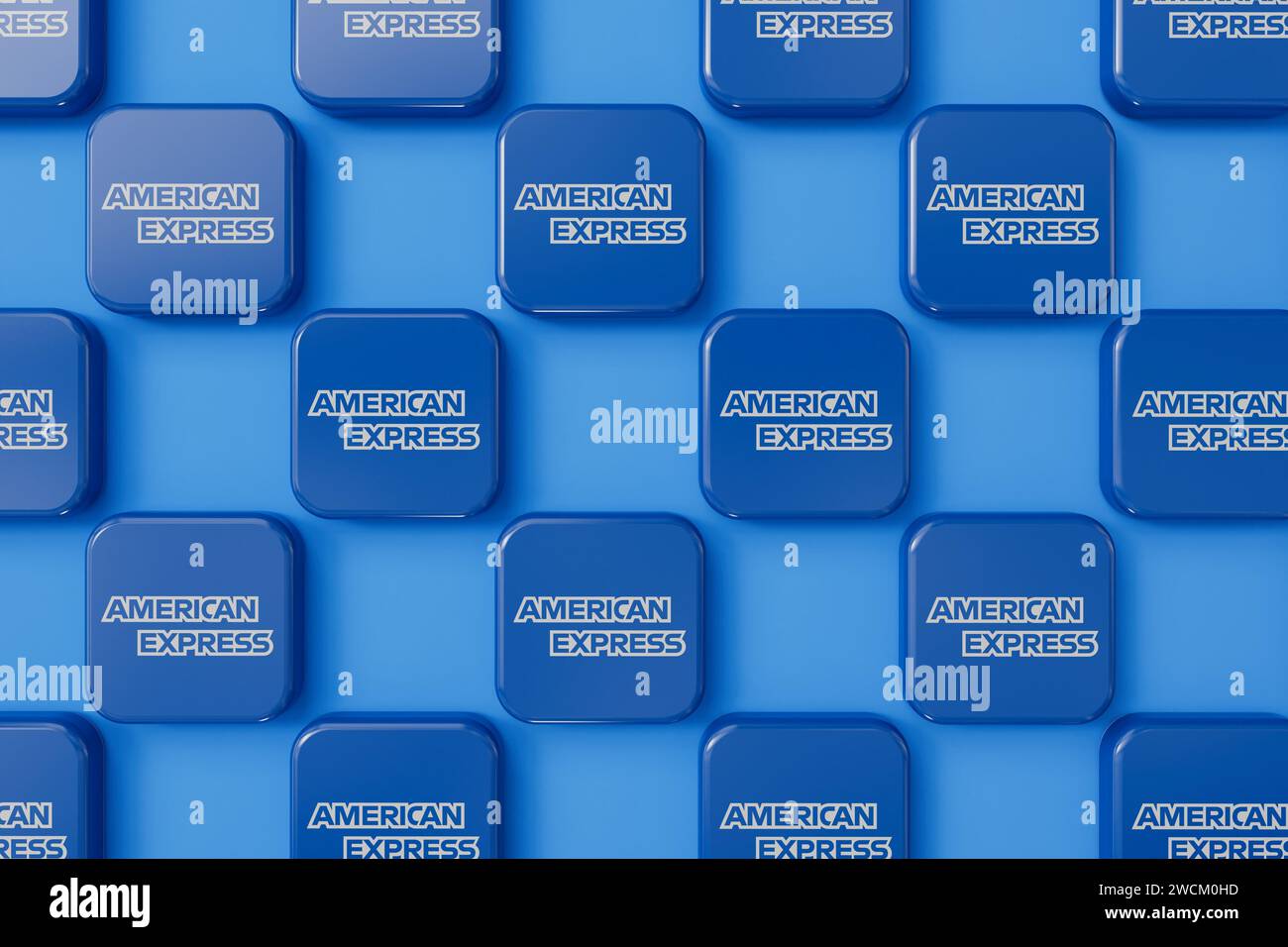 LONDON, UK - October 2023: American Express bank and financial services ...