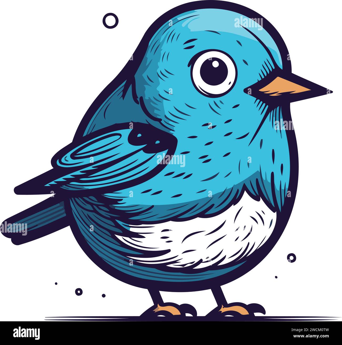 Cartoon blue bird isolated on a white background. Vector illustration ...