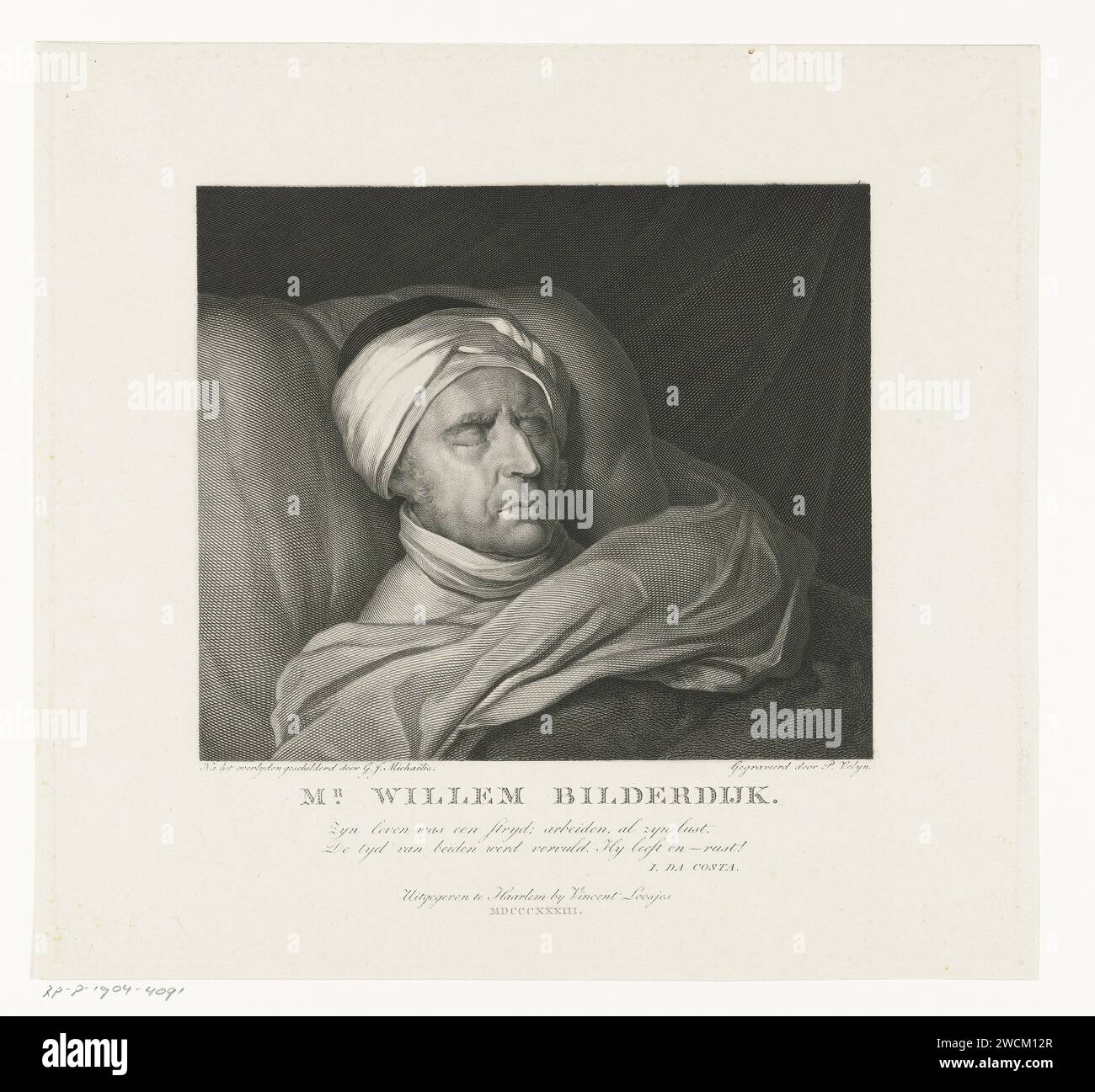 1833 the historian and poet willem bilderdijk on his deathbed hi-res ...