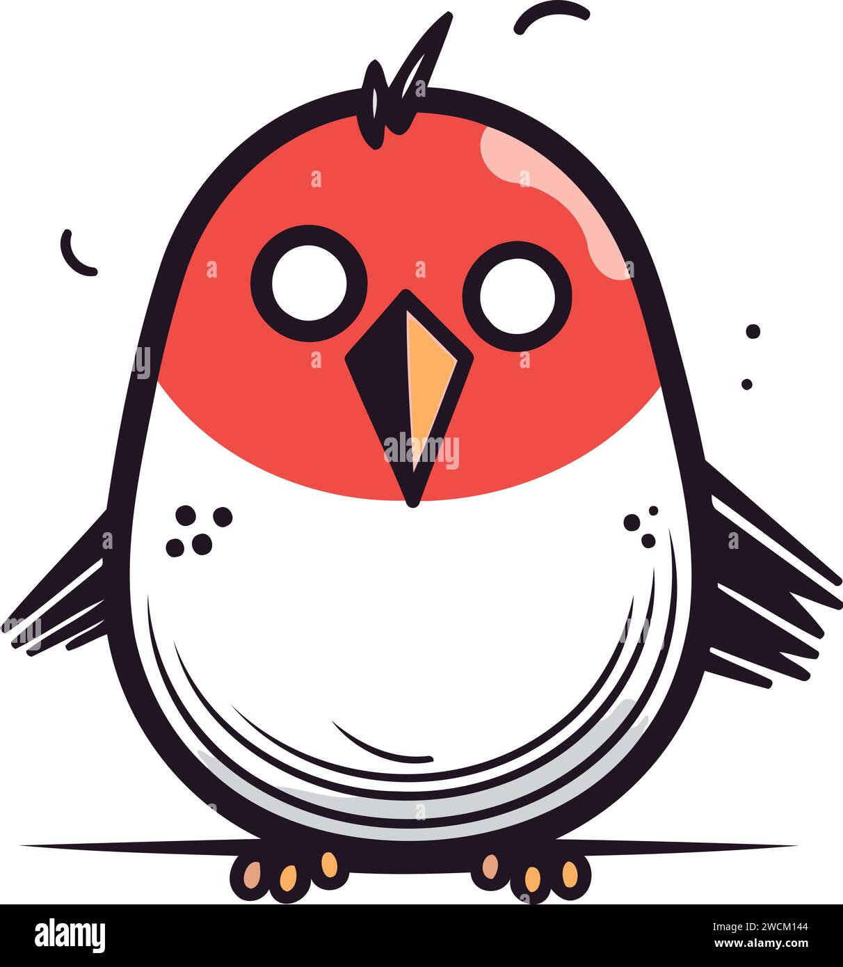 Cute little red bird isolated on white background. Vector illustration ...