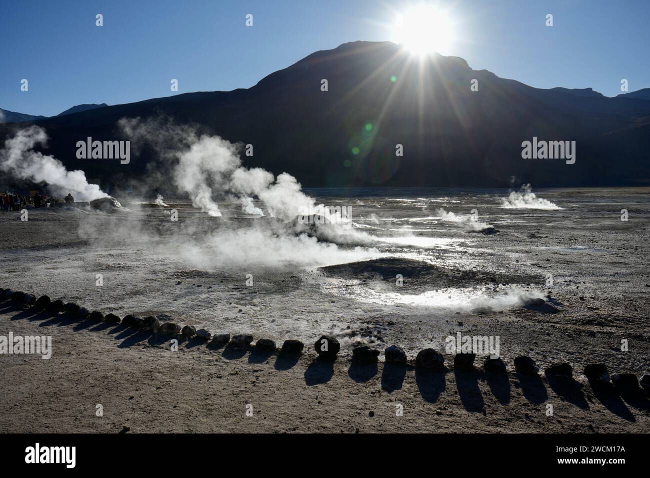 Steam rising from the ground at The Geysers Del Tatio, Antofagasta ...