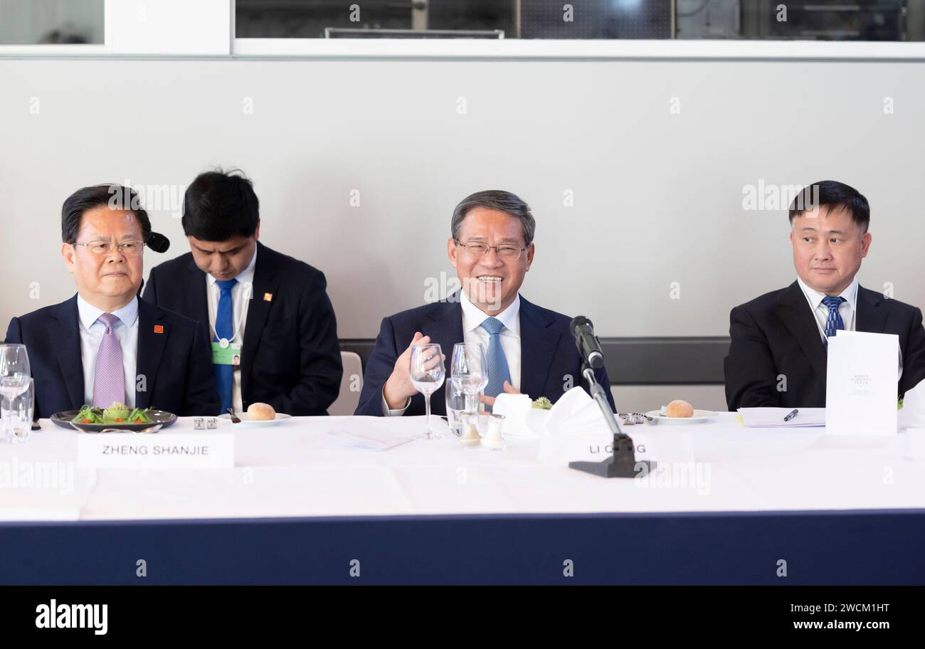 Davos, Switzerland. 16th Jan, 2024. Chinese Premier Li Qiang attends a ...
