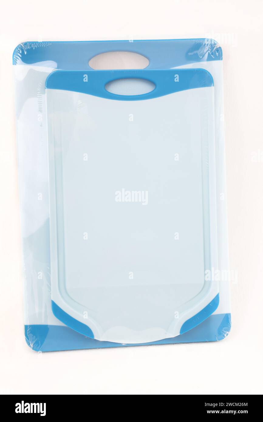 Set of Turquoise Plastic Chopping Boards Stock Photo - Alamy