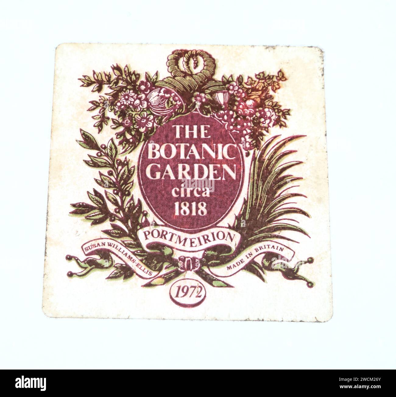 The Botanic Garden circa 1818 Portmeririon Label on the Bottom of Metal ...