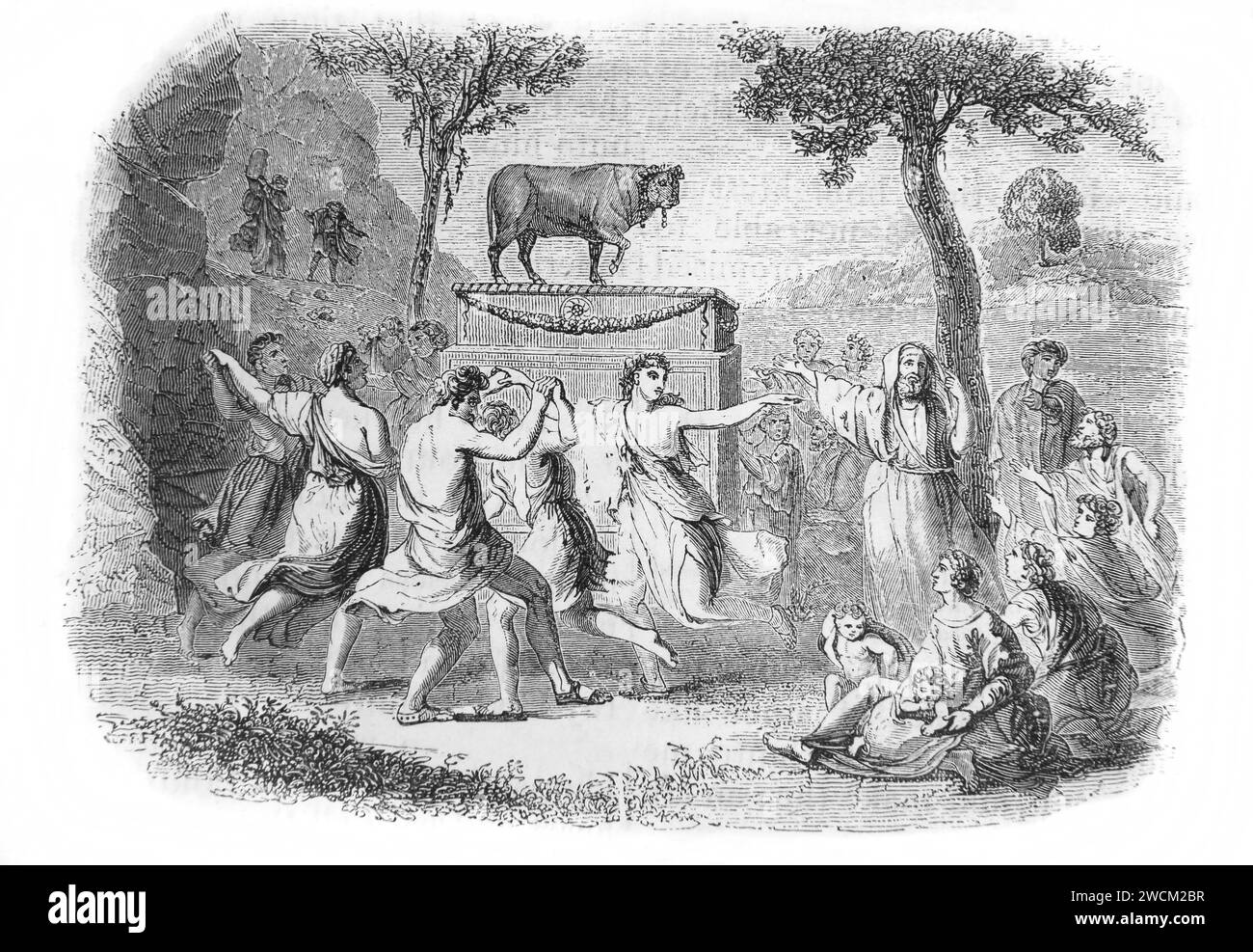 Votaries Dancing around the Golden Calf- When Moses Descended the ...